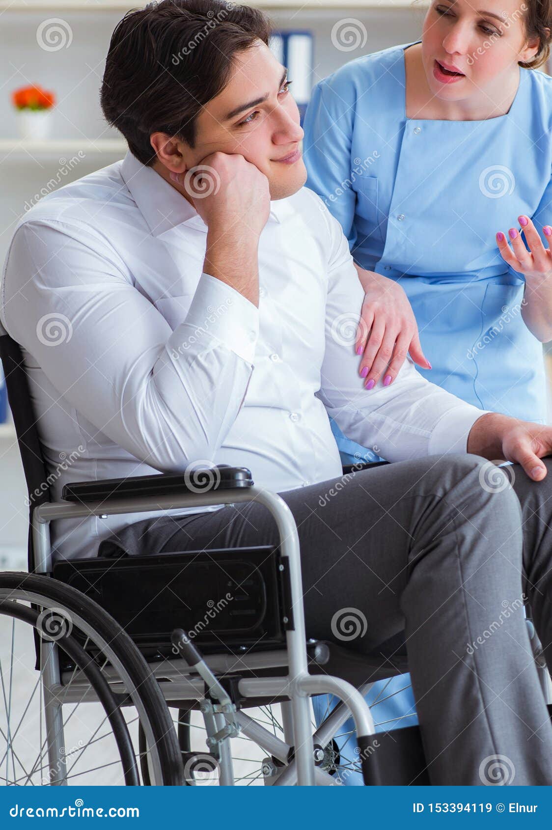 Disabled Patient on Wheelchair Visiting Doctor for Regular Check Stock ...