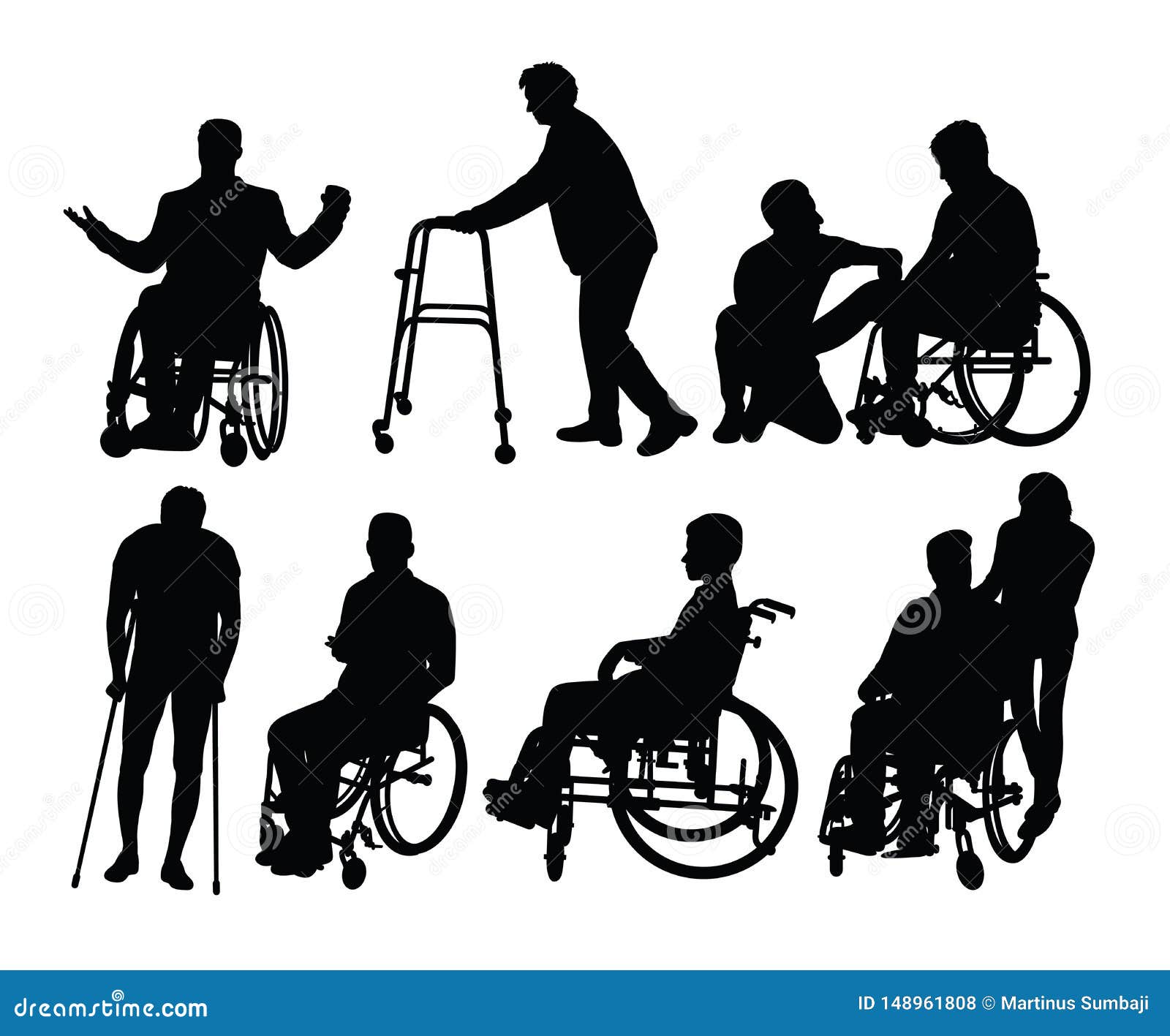 Disabled People Activity Silhouettes Stock Vector - Illustration of ...