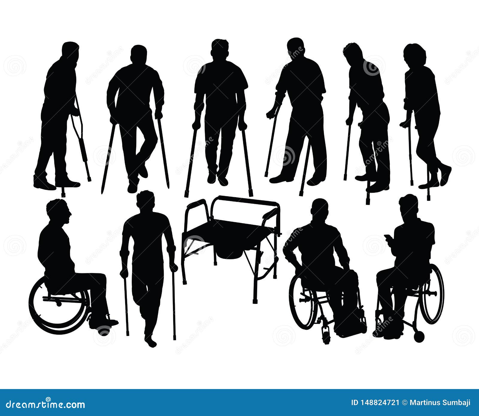 Disabled People Activity Silhouettes Stock Vector - Illustration of ...