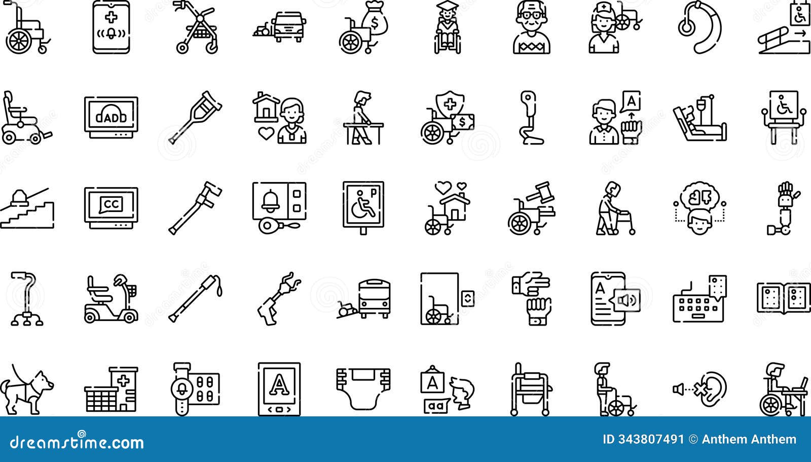 Disabled People Assistance Icons High-Quality Vector Icons Collection ...