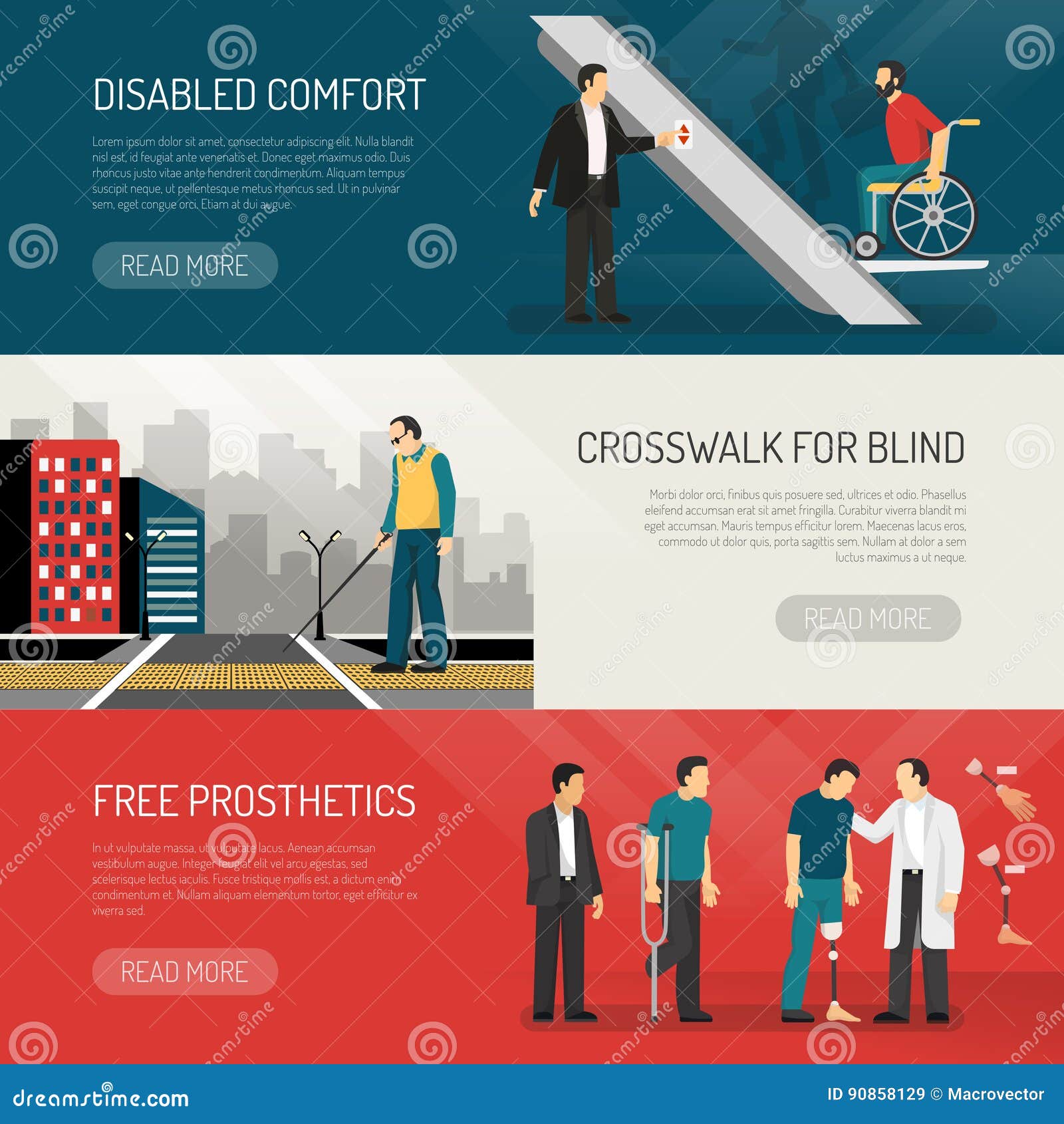 Disabled People Banners Set Stock Vector - Illustration of background ...