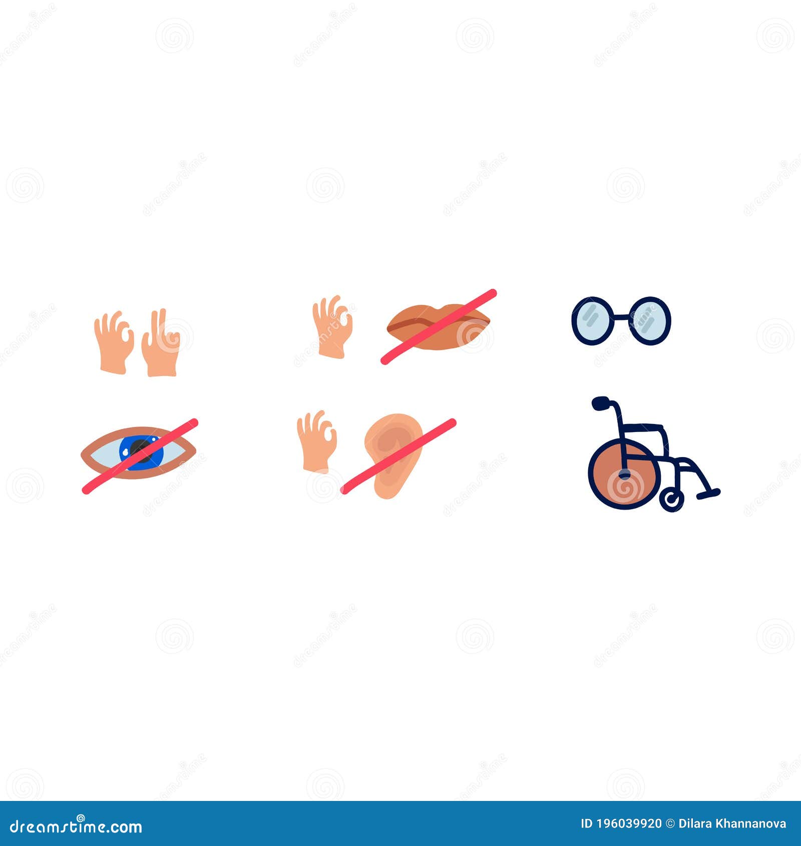 Disabled People Care Help, Help and Accessibility Icons Set of Isolated ...