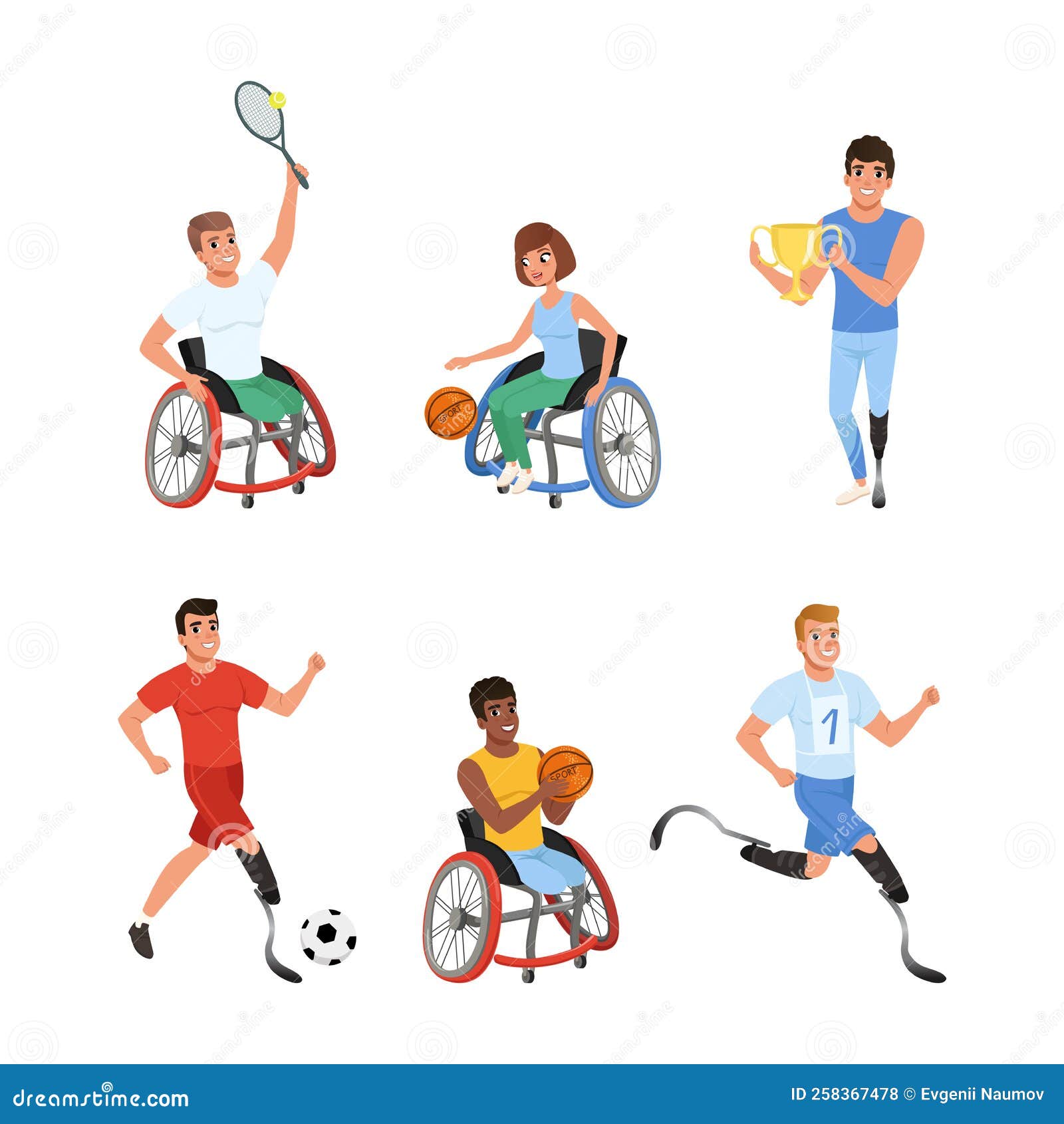 Disabled People Character Doing Sport Activity Participating in ...