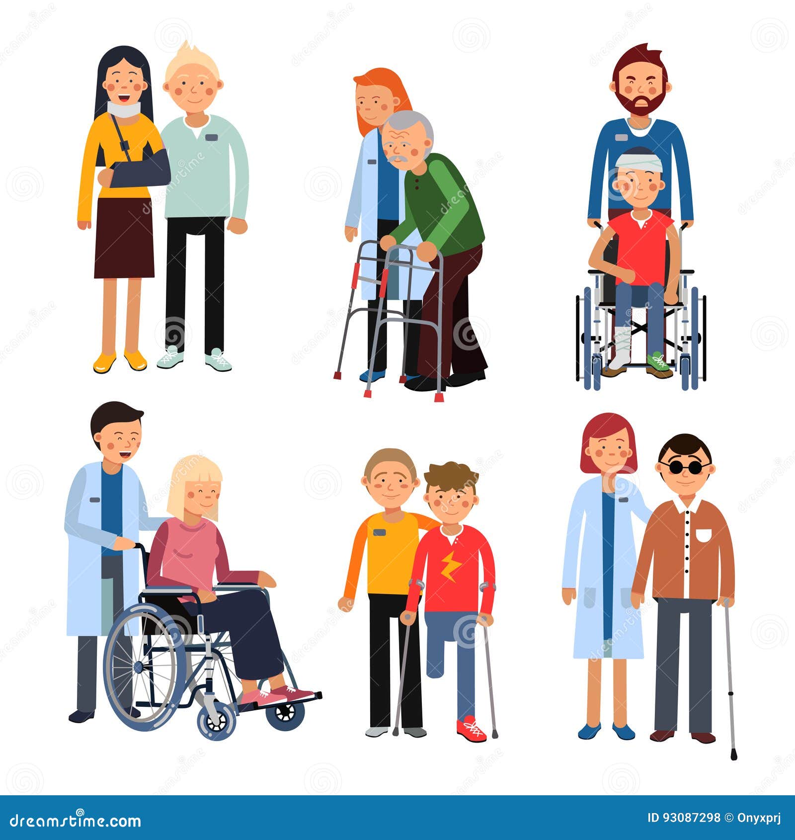 Hospital And Old Patients Vector Illustration Of Woman In Wheelchair ...