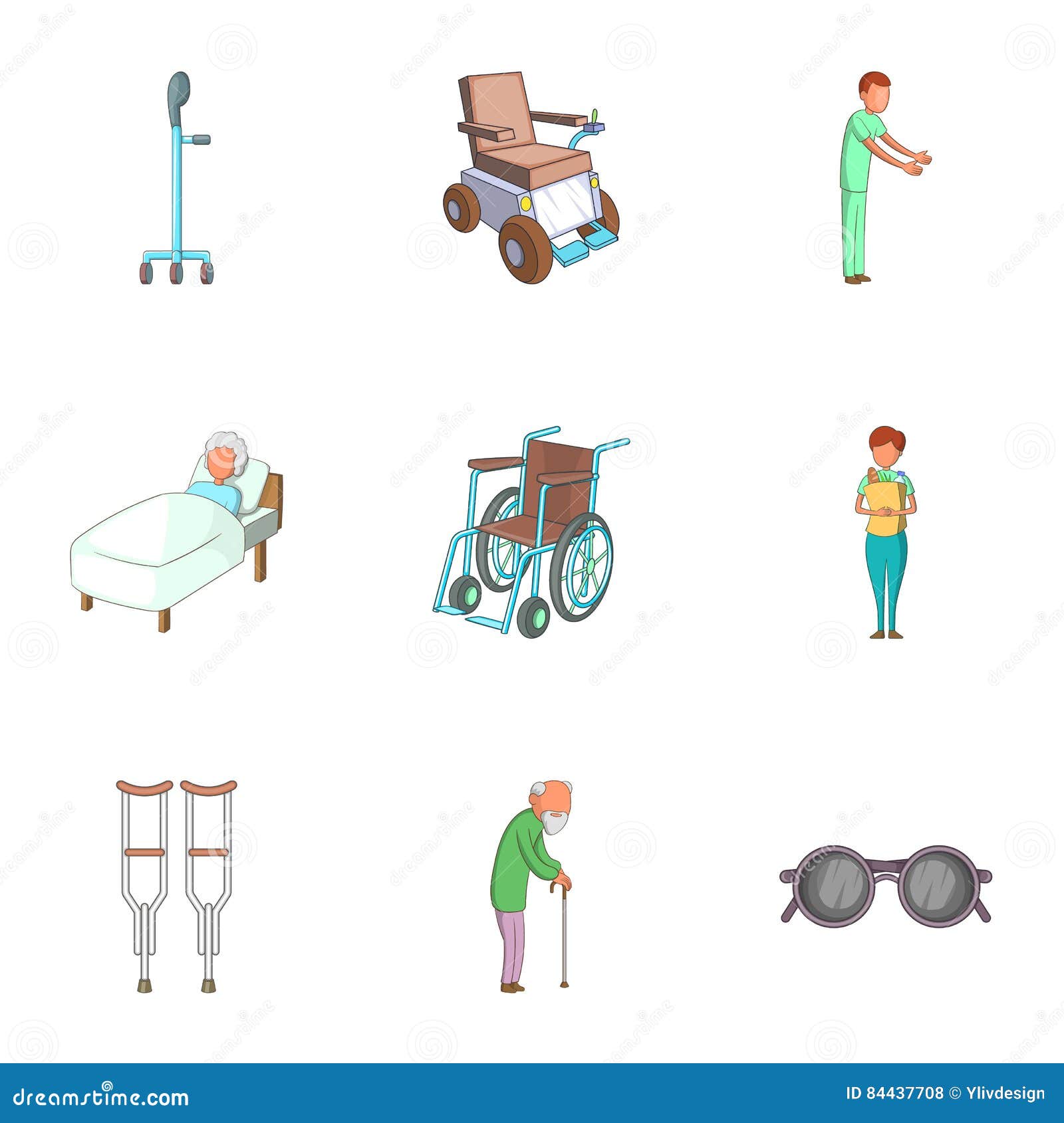 Disabled People Icons Set, Cartoon Style Stock Vector - Illustration of ...
