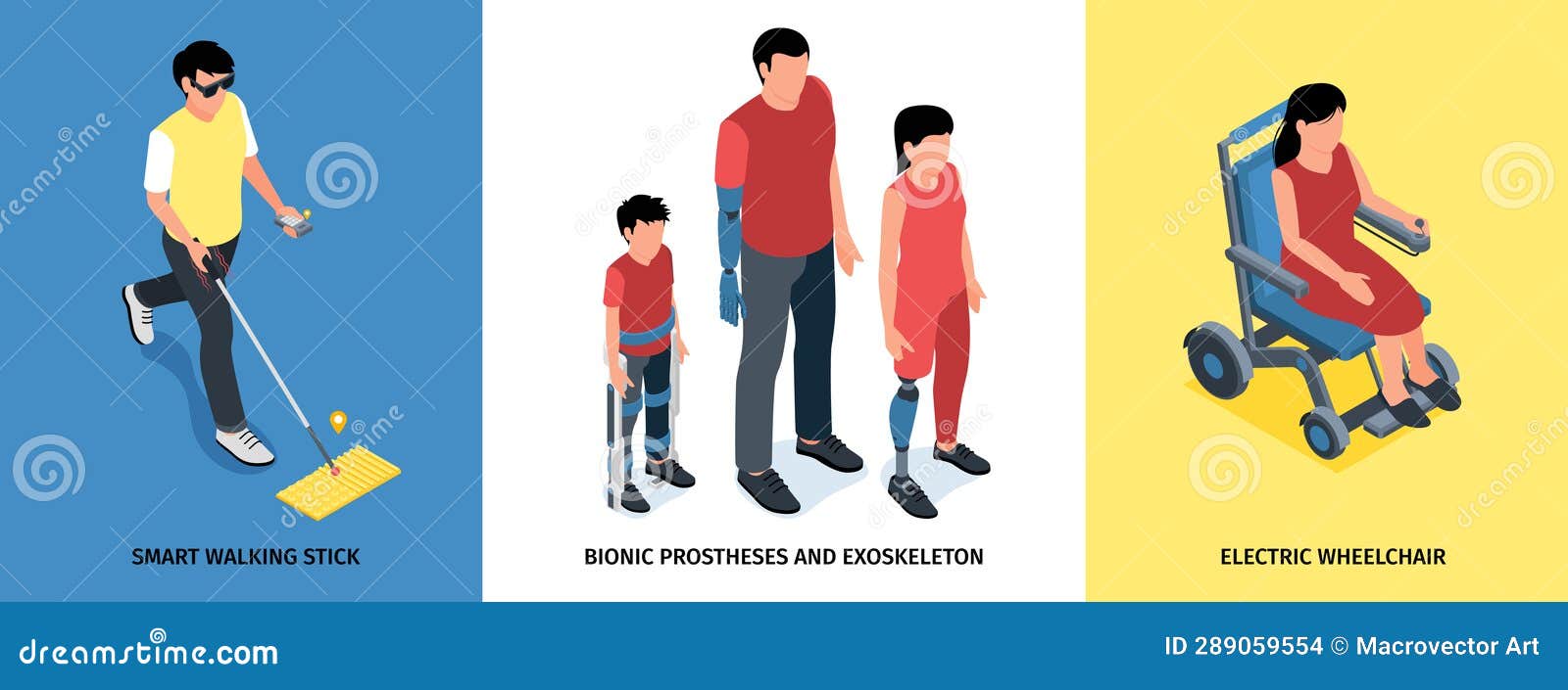 Disabled People Technology Compositions Stock Vector - Illustration of ...