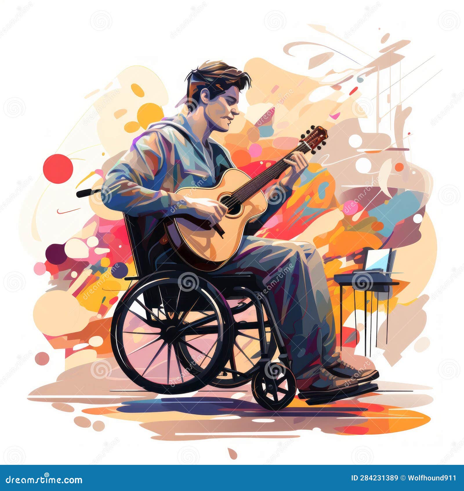 Disabled People in Wheelchair Playing Musical Instruments. AI Generated ...
