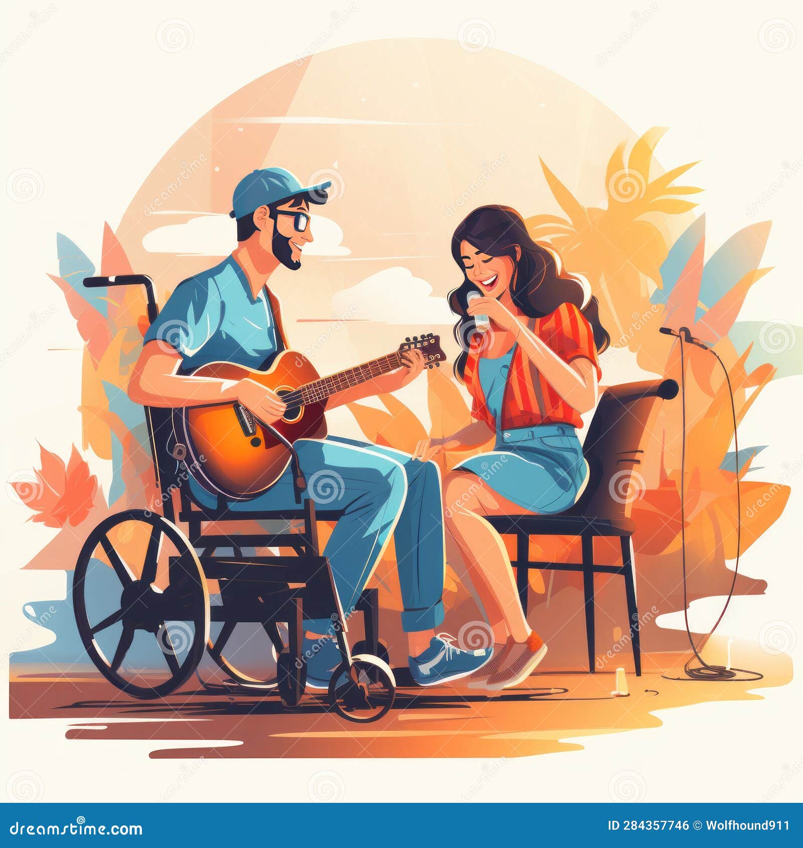 Disabled People in Wheelchair Playing Musical Instruments. AI Generated ...