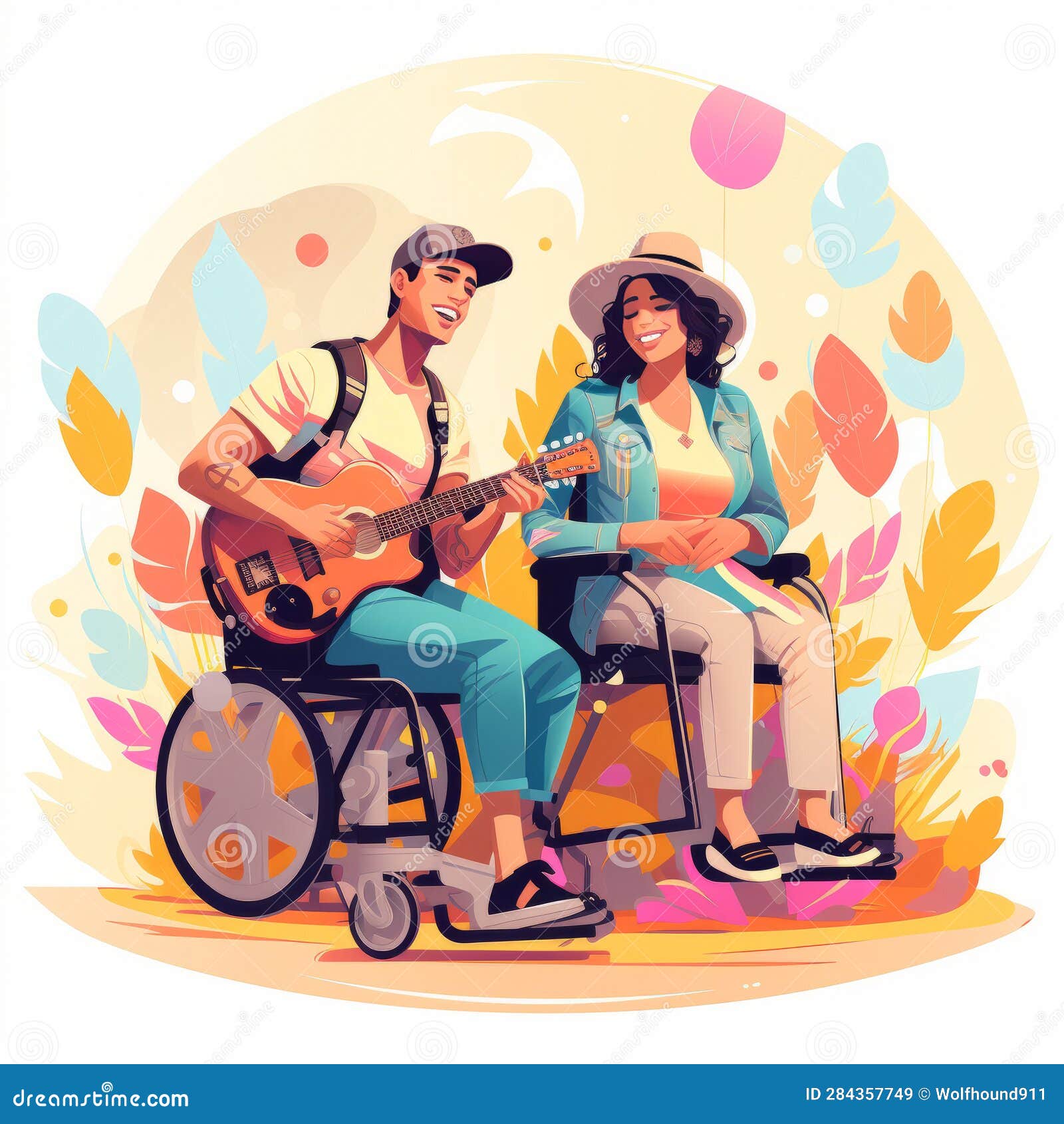 Disabled People in Wheelchair Playing Musical Instruments. AI Generated ...