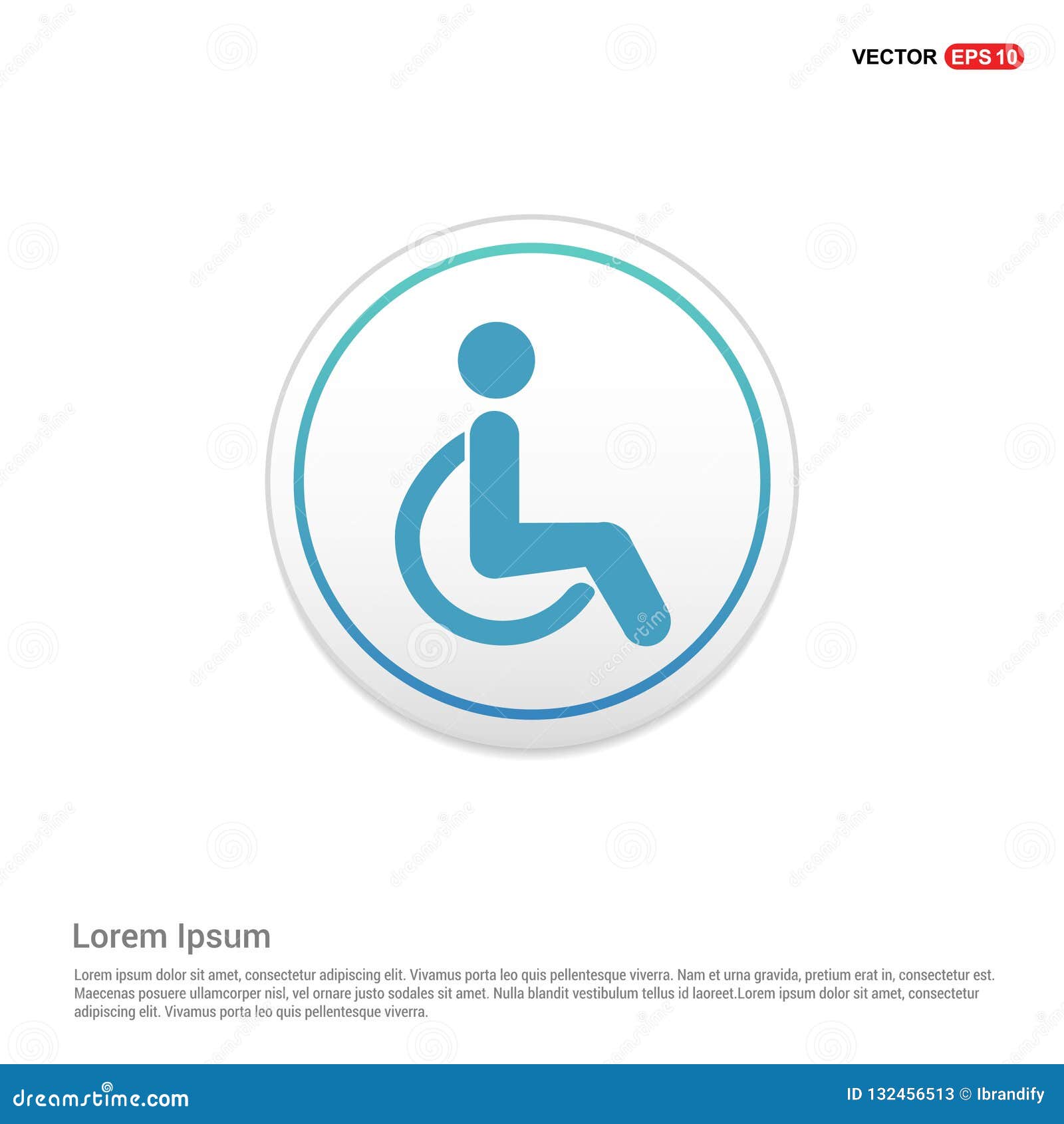 Disabled Person Icon - White Circle Button Stock Vector - Illustration ...
