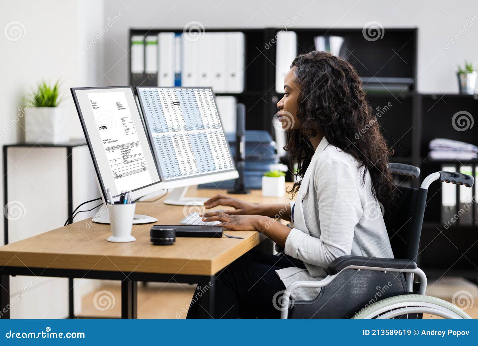 Disabled Person Working in Wheelchair Stock Image - Image of worker ...