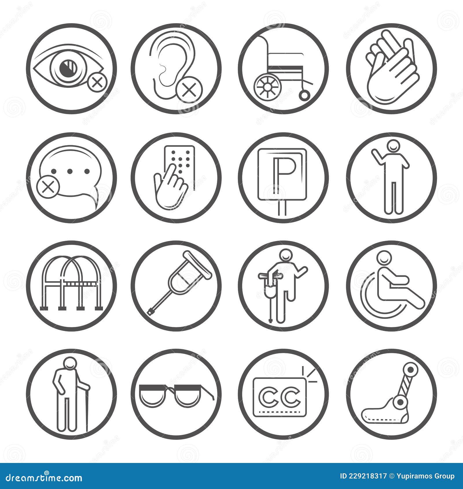 Disabled Pictogram Symbols Cartoon Vector | CartoonDealer.com #229218317