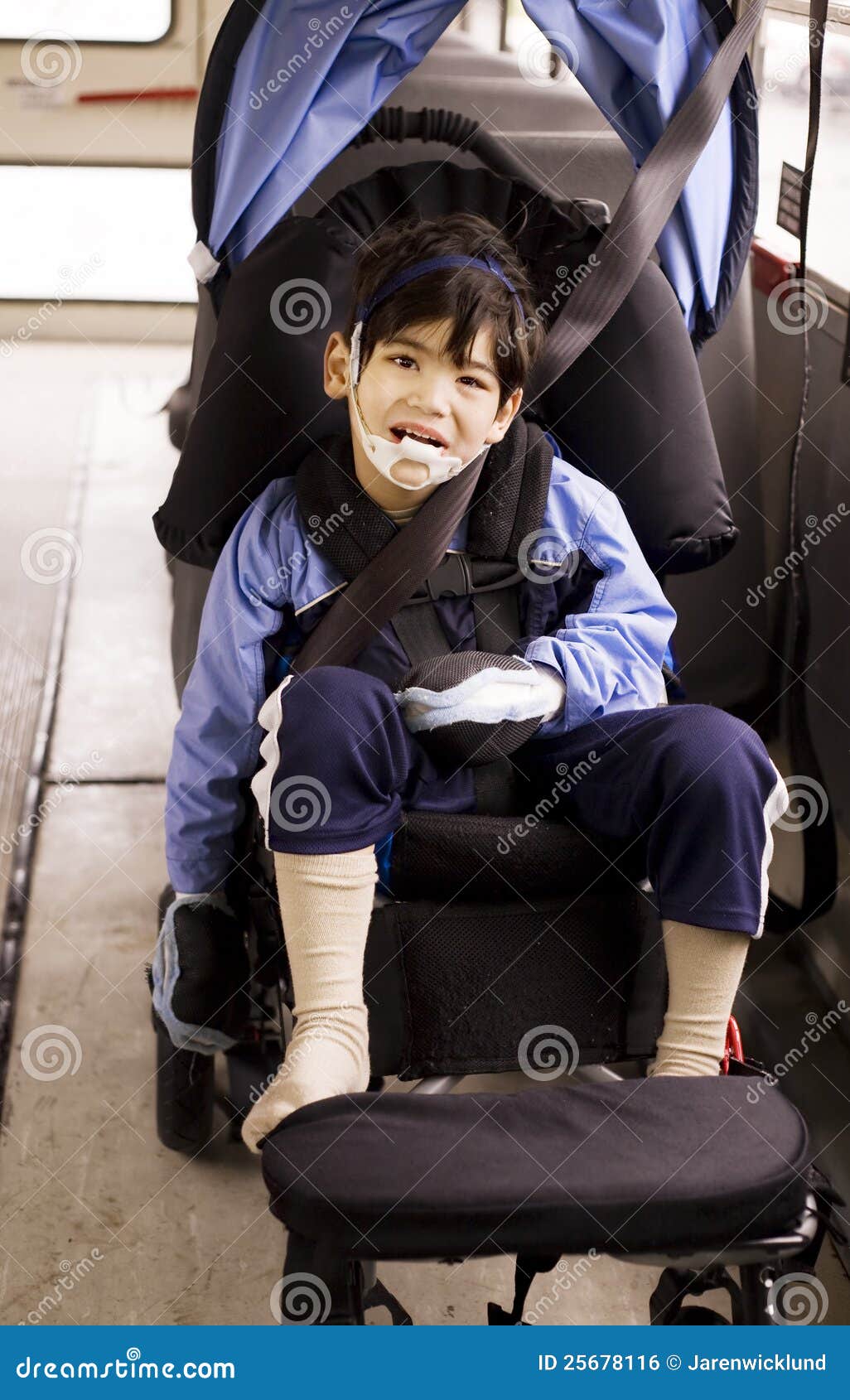 Disabled Preschool Boy in Wheelchair on Bus Stock Photo - Image of ...