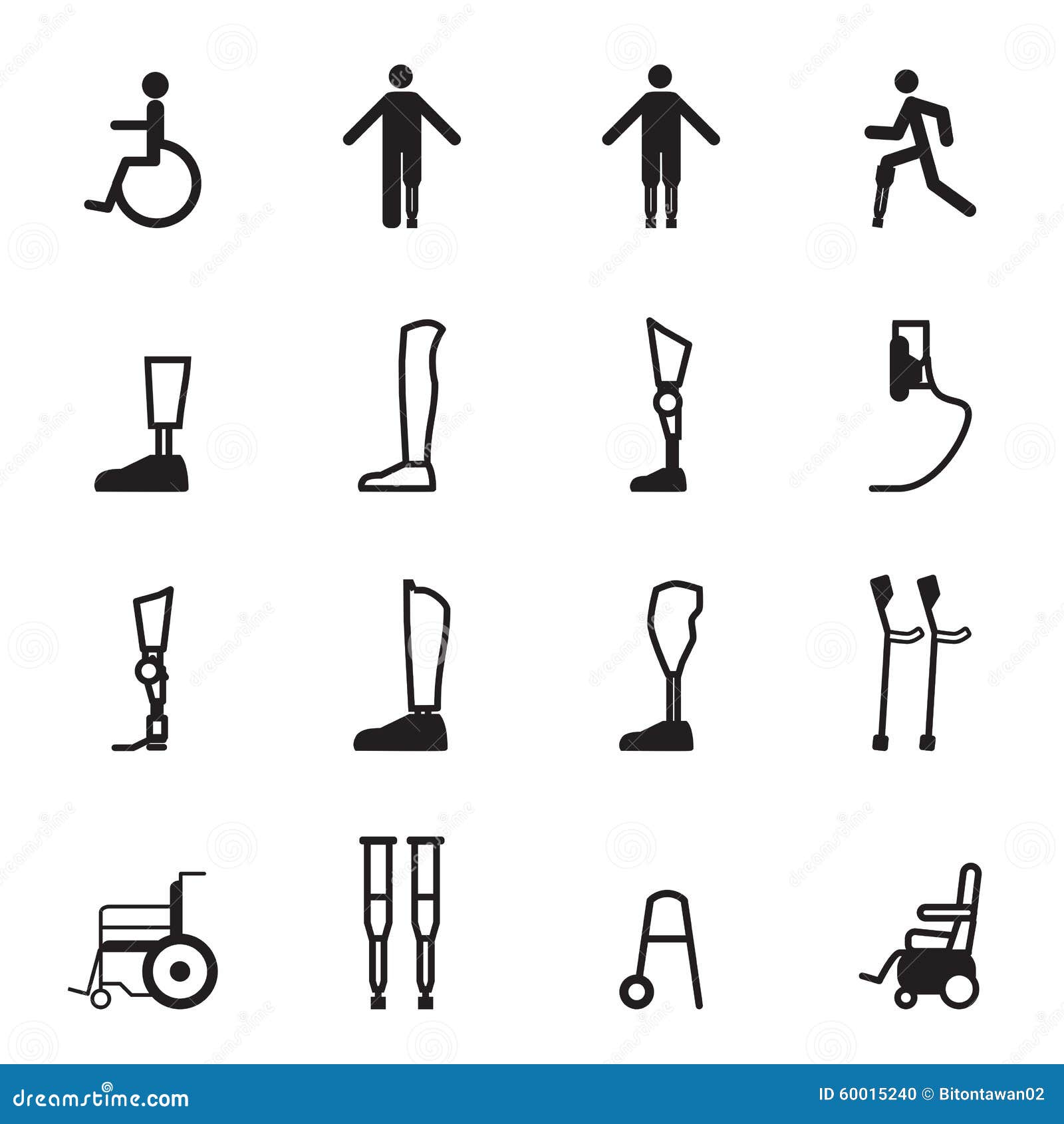 Disabled Prosthesis Icon Set Stock Vector - Illustration of medical ...