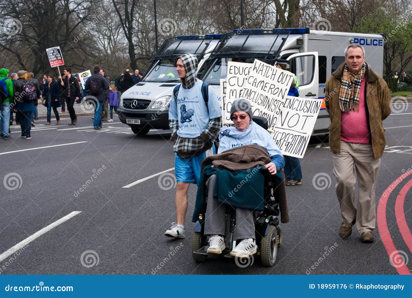 Disabled Protester in Front of Riot Vans, London Editorial Photo ...