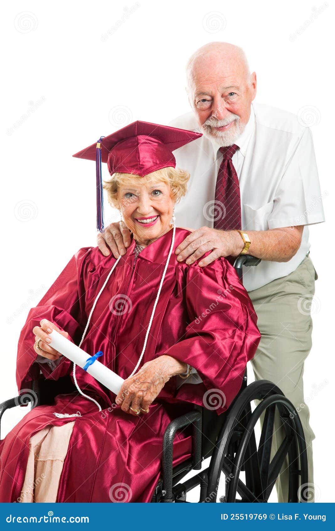 Disabled Senior Graduate and Husband Stock Image - Image of hair ...