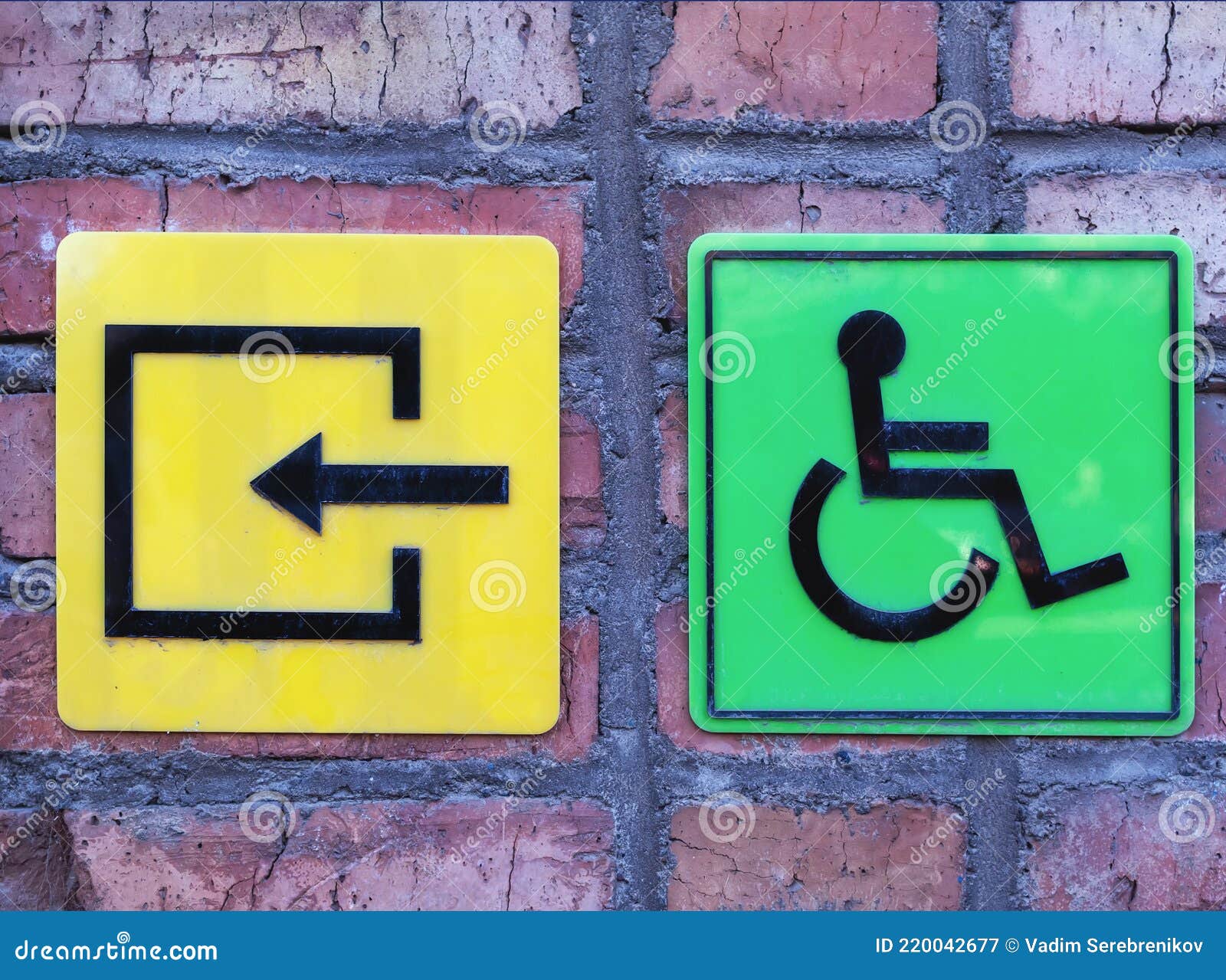 Disabled Sign at the Entrance on a Brick Wall, Conceptual Image Stock ...