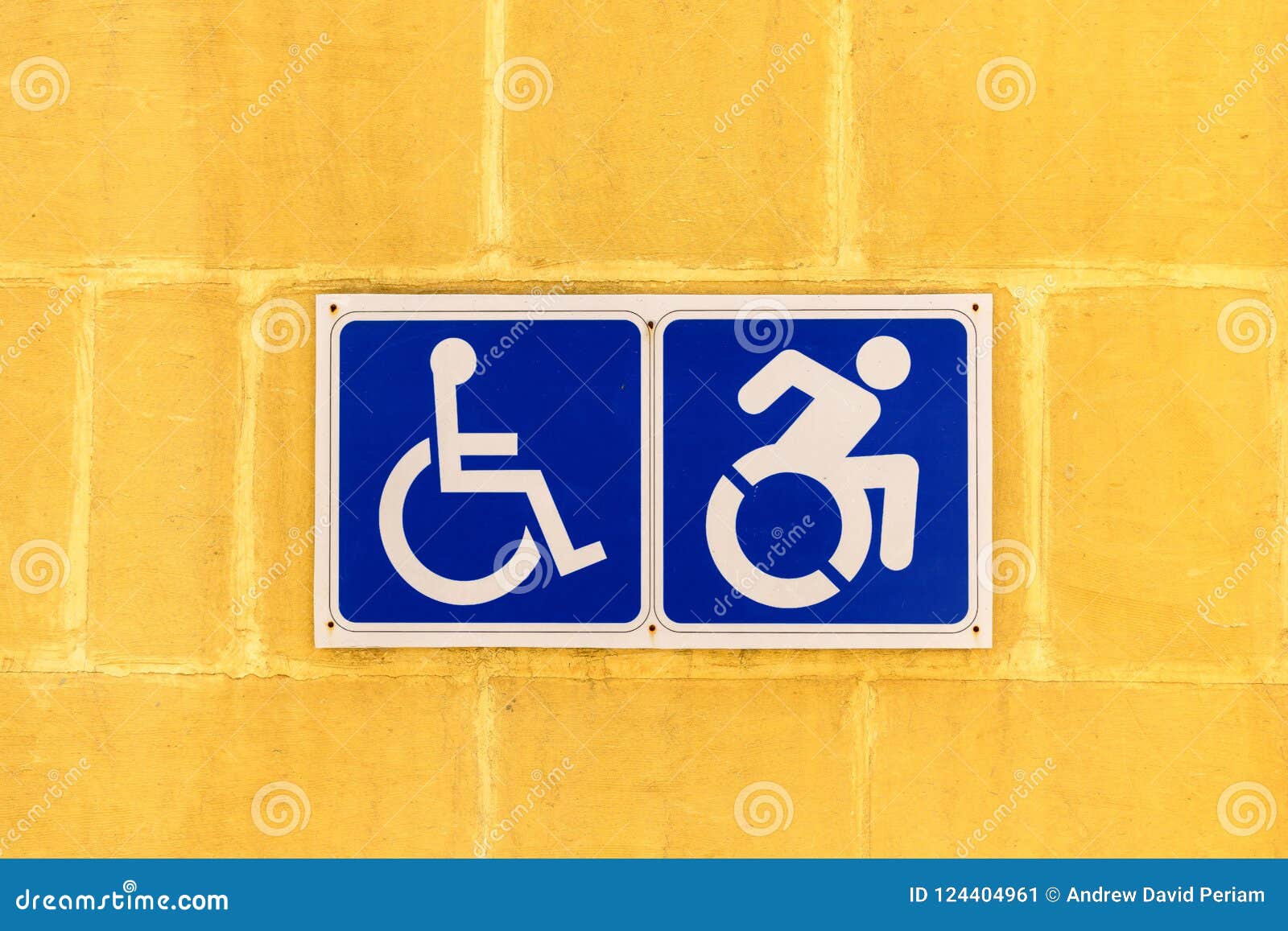 Disabled Sign on a Yellow Tiles Wall Stock Image - Image of paralyzed ...
