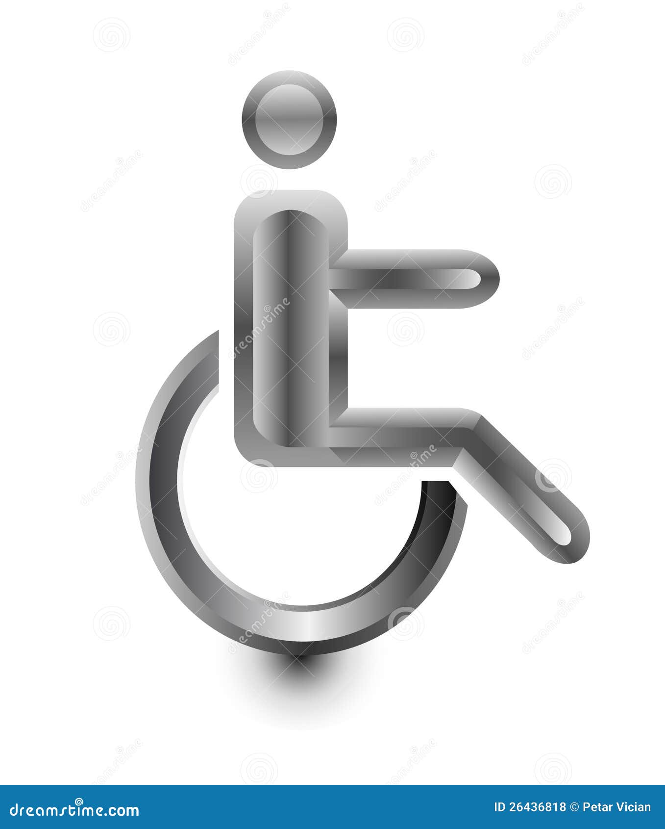 Disabled Stick Man In Wheelchair Metal Vector Illustration ...