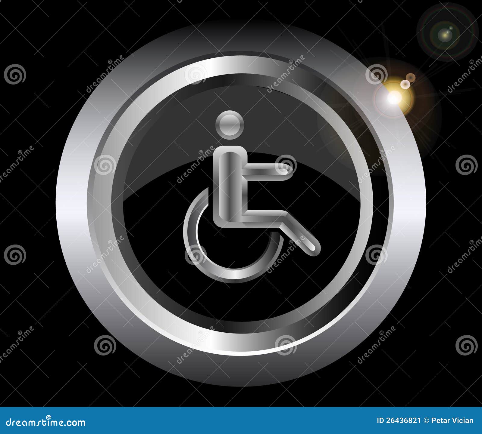 Disabled Stick Man in Wheelchair Metal Icon Stock Vector - Illustration ...