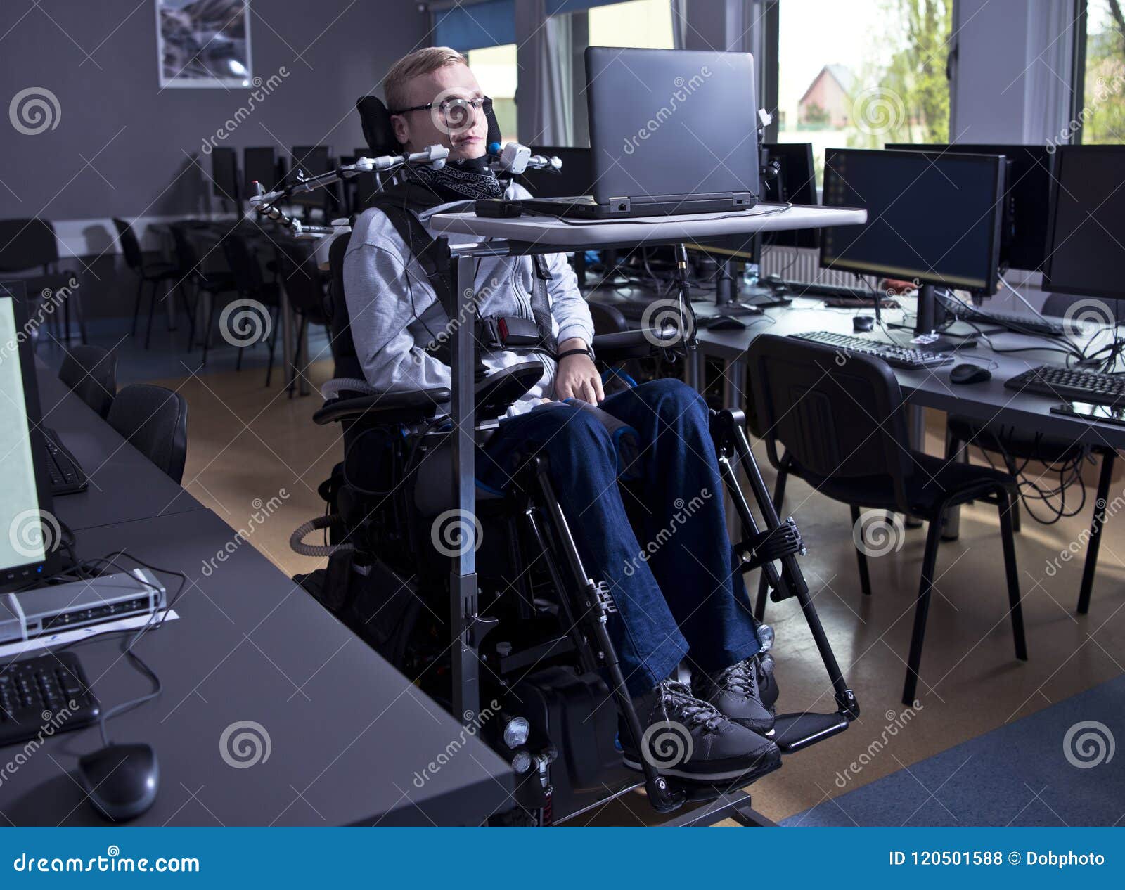Disabled Student in Class Room. Stock Photo - Image of difference ...
