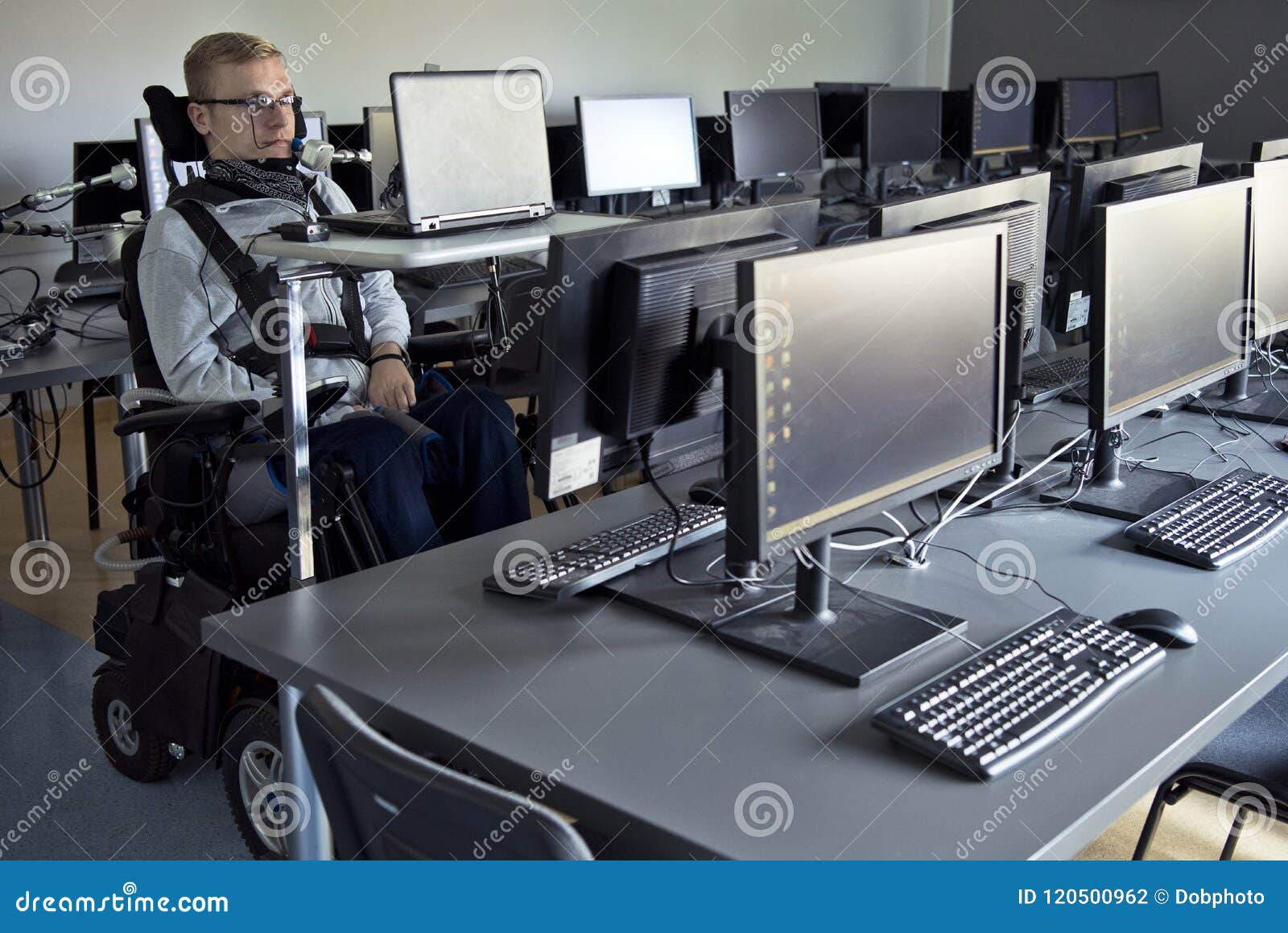 Disabled Student in Class Room. Stock Photo - Image of barrier, alone ...