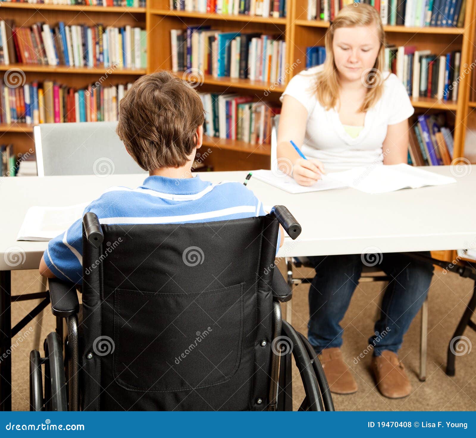 Disabled Student in Library Stock Photo - Image of disability ...