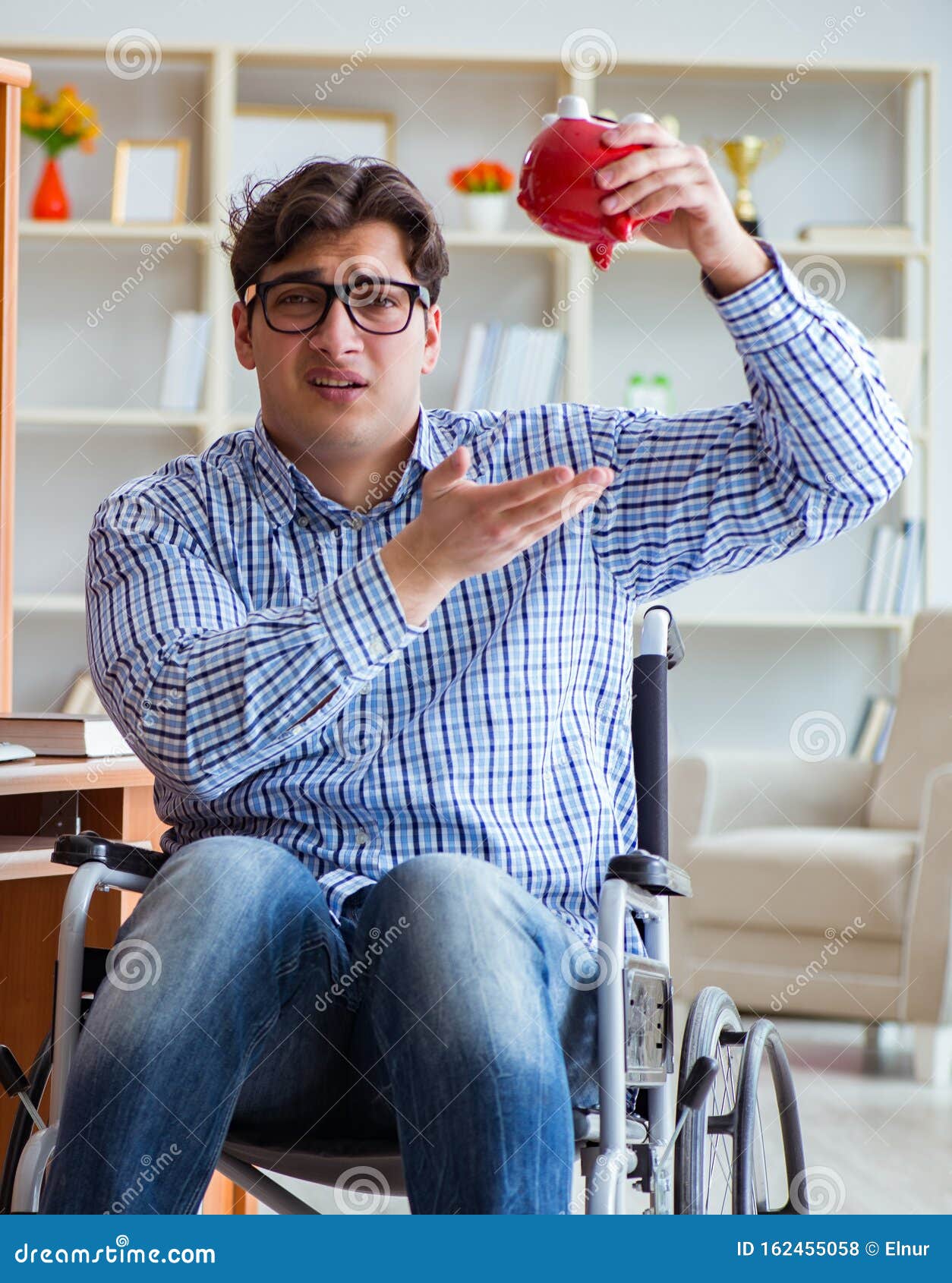 Disabled Student Studying at Home on Wheelchair Stock Photo - Image of ...