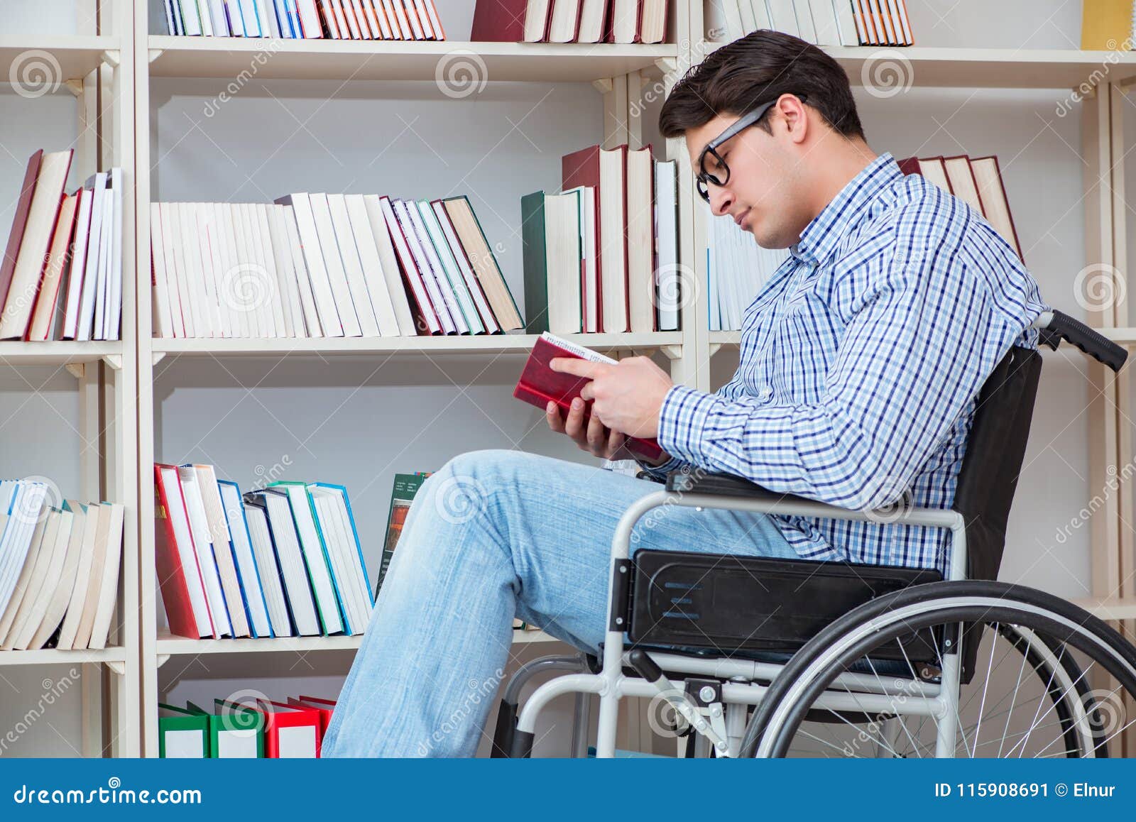 The Disabled Student Studying in the Library Stock Image - Image of ...