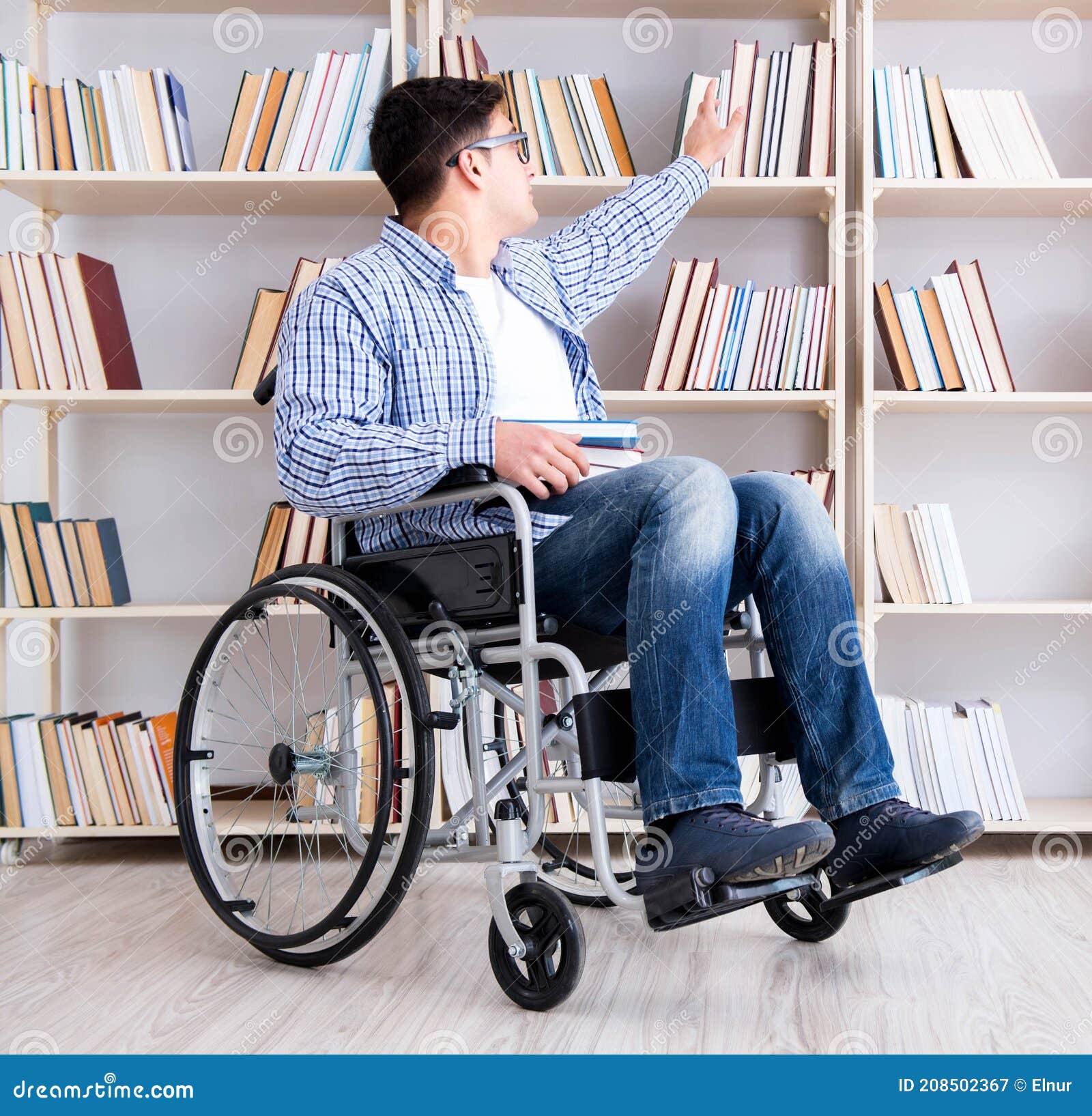 Disabled Student Studying in the Library Stock Image - Image of ...