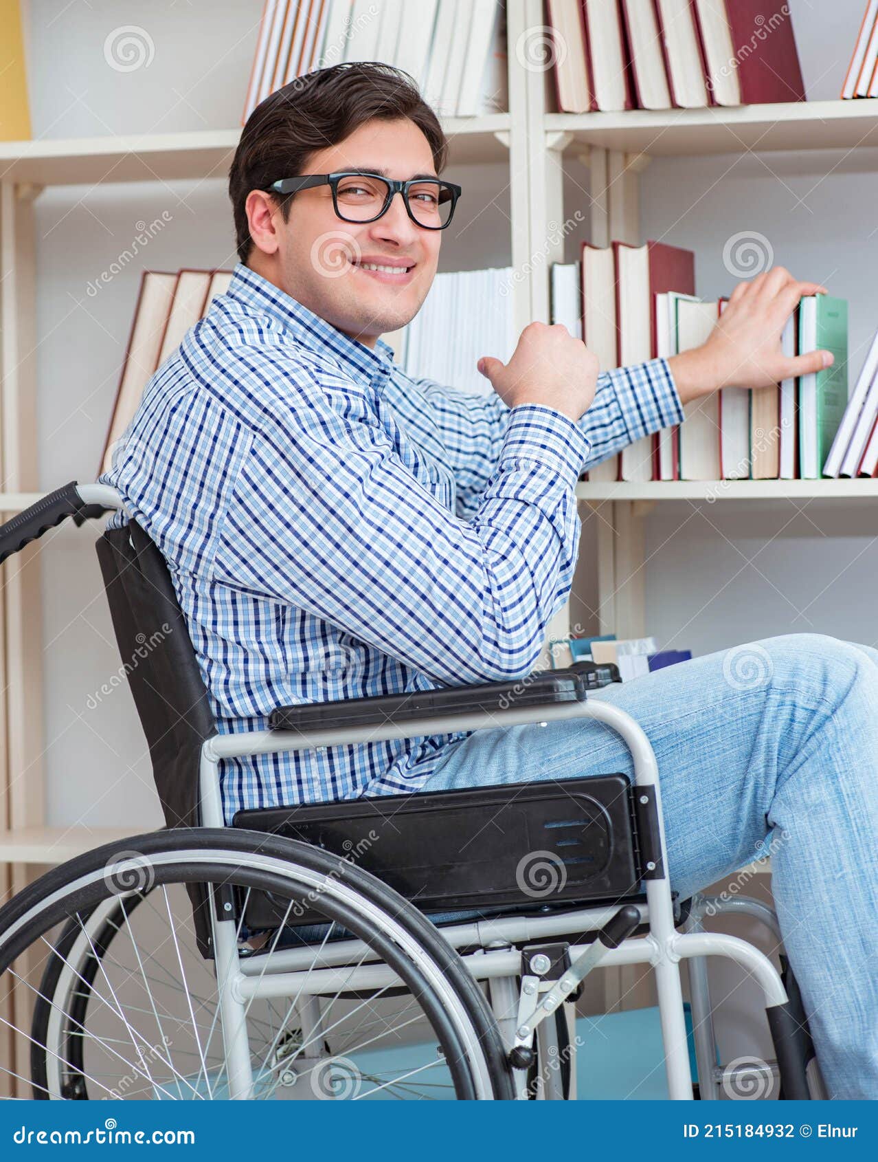 Disabled Student Studying in the Library Stock Photo - Image of ...