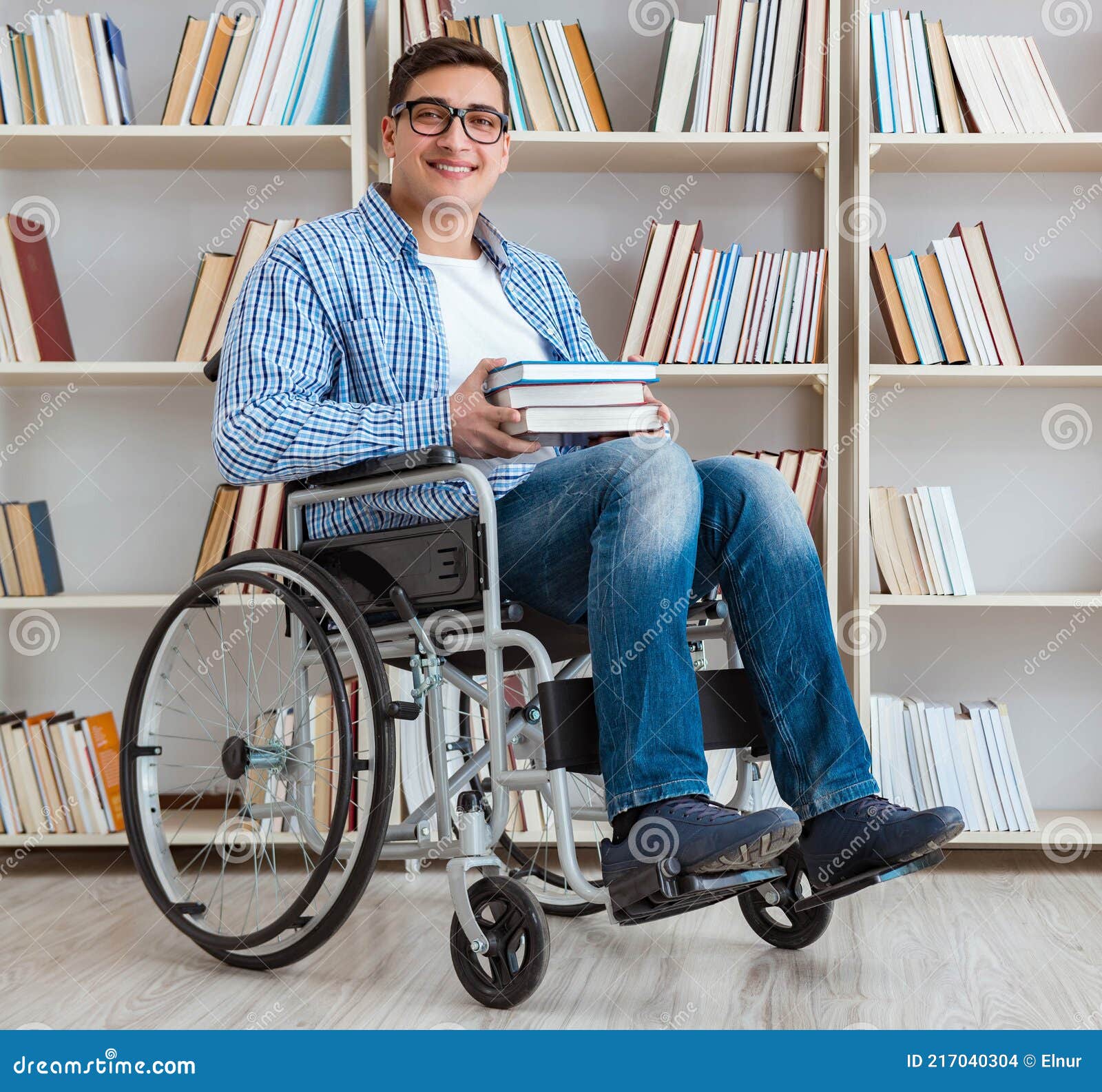 Disabled Student Studying in the Library Stock Photo - Image of ...
