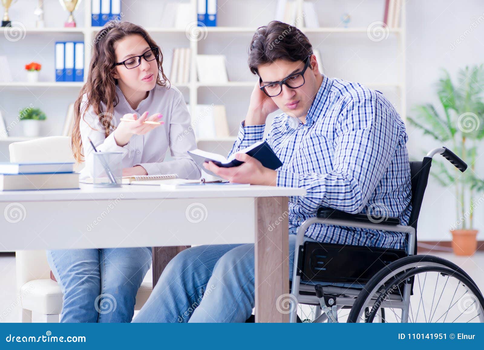 The Disabled Student Studying and Preparing for College Exams Stock ...