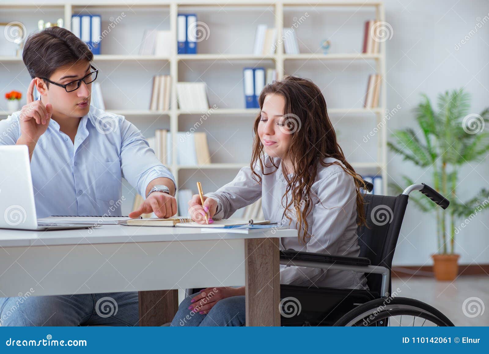 The Disabled Student Studying and Preparing for College Exams Stock ...