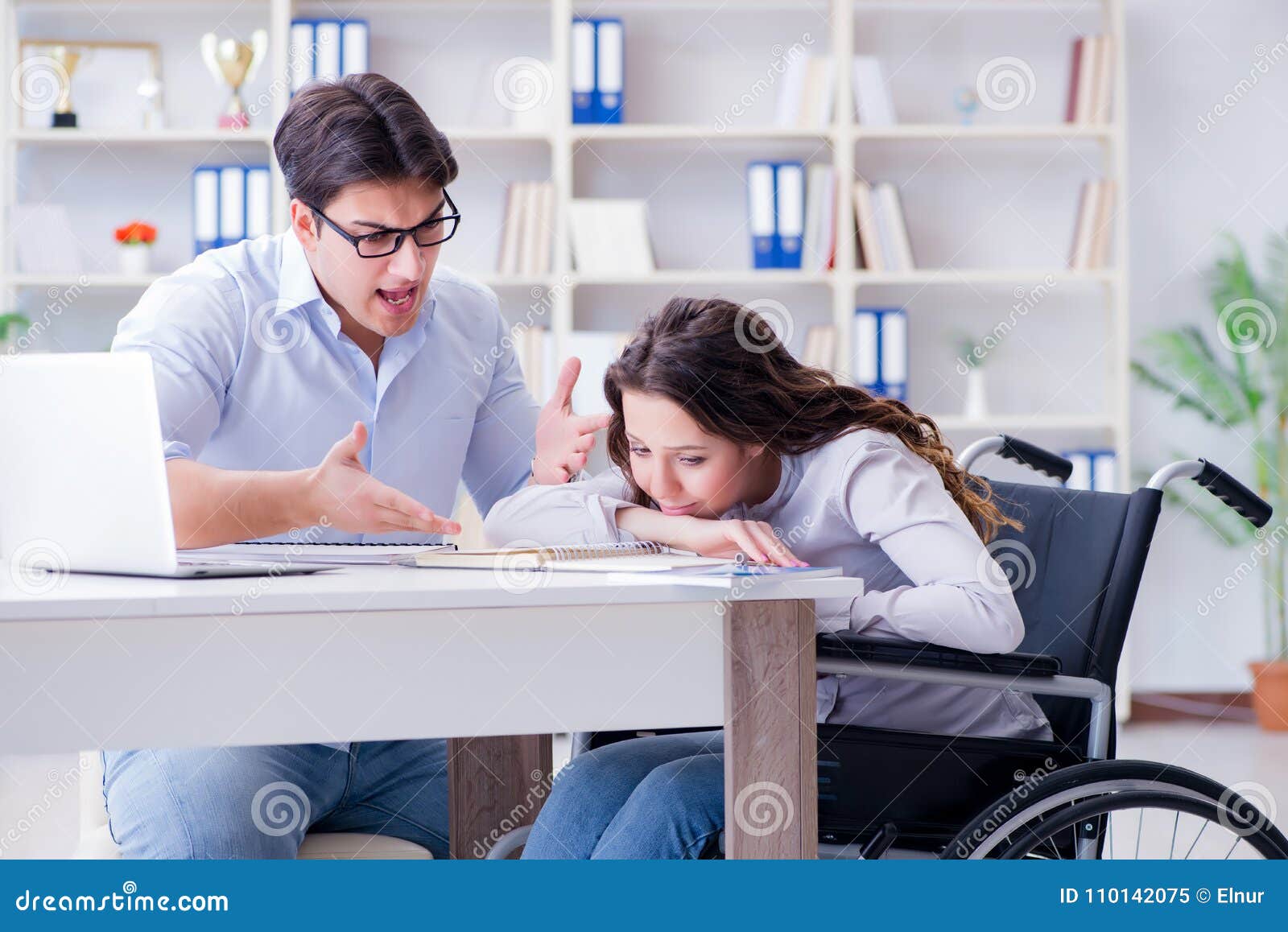 The Disabled Student Studying and Preparing for College Exams Stock ...