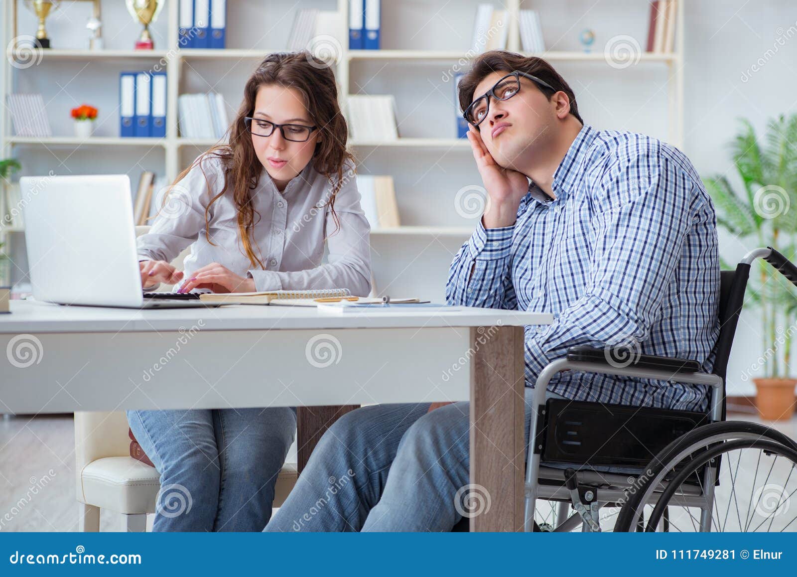 The Disabled Student Studying and Preparing for College Exams Stock ...