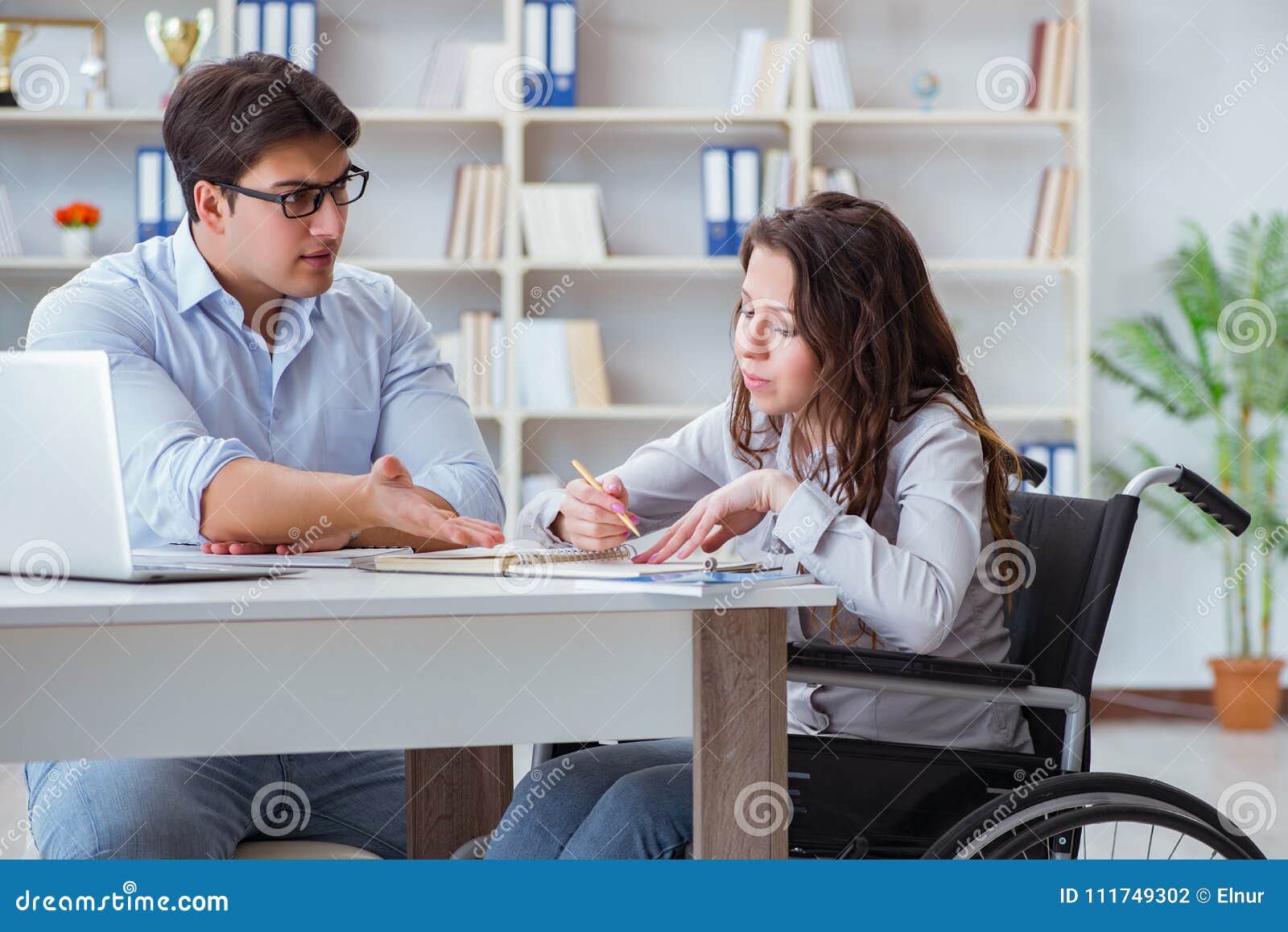 The Disabled Student Studying and Preparing for College Exams Stock ...