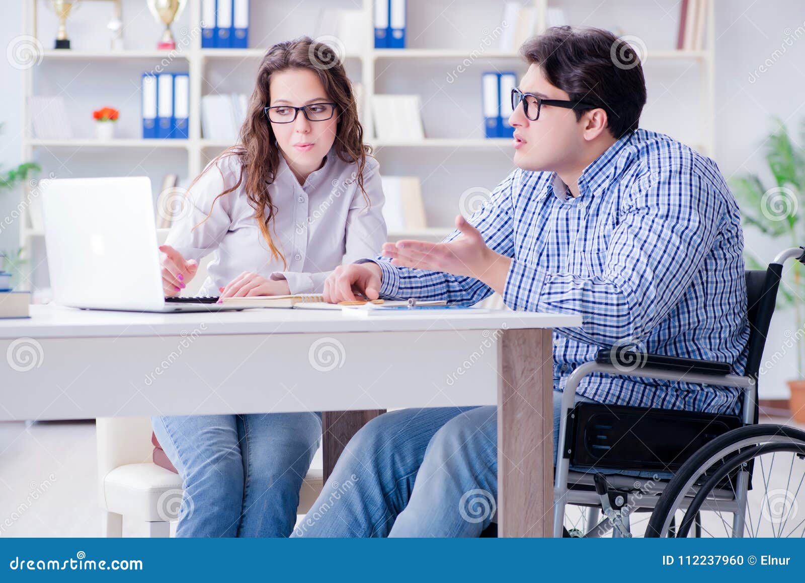The Disabled Student Studying and Preparing for College Exams Stock ...