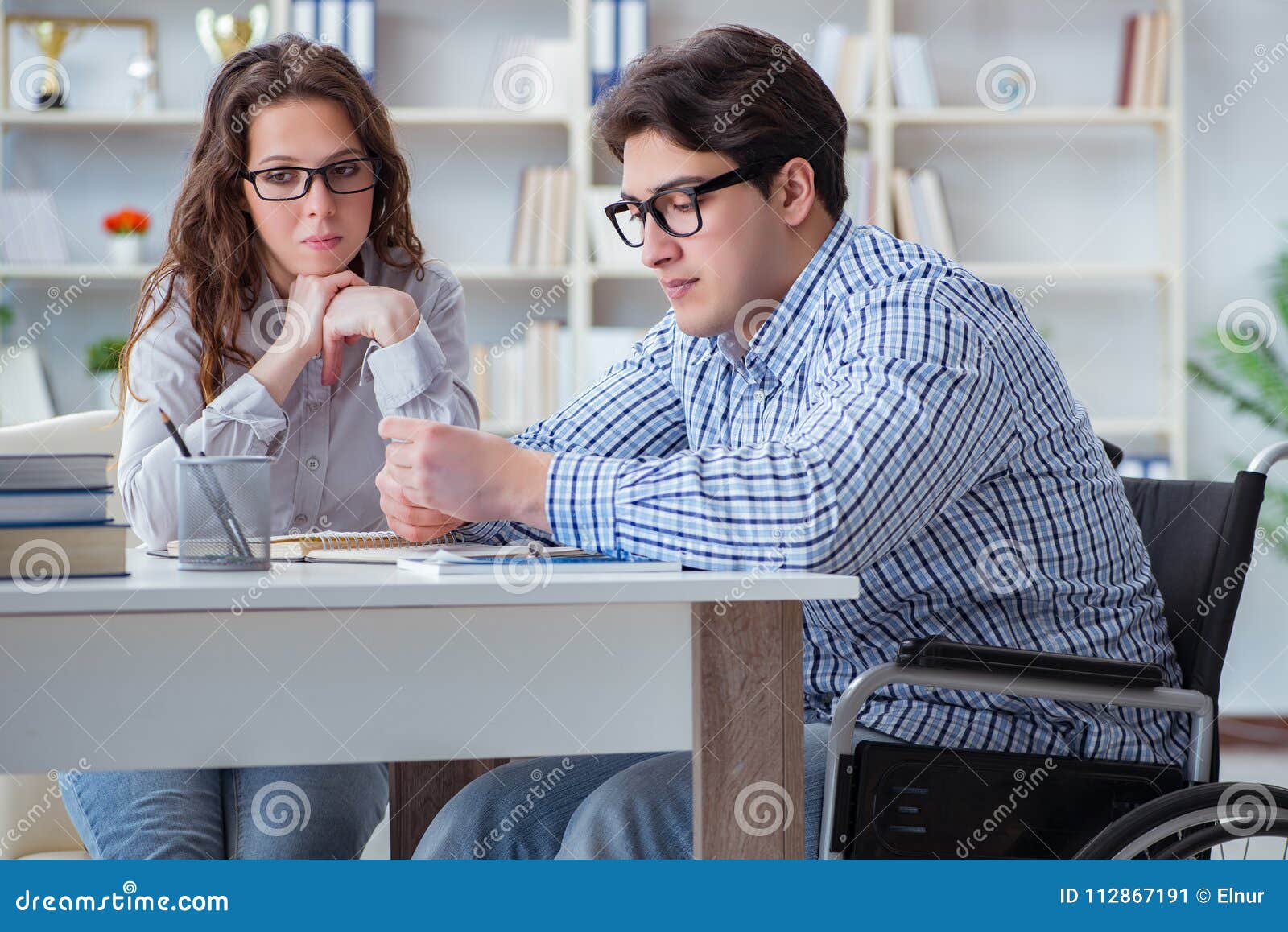 The Disabled Student Studying and Preparing for College Exams Stock ...