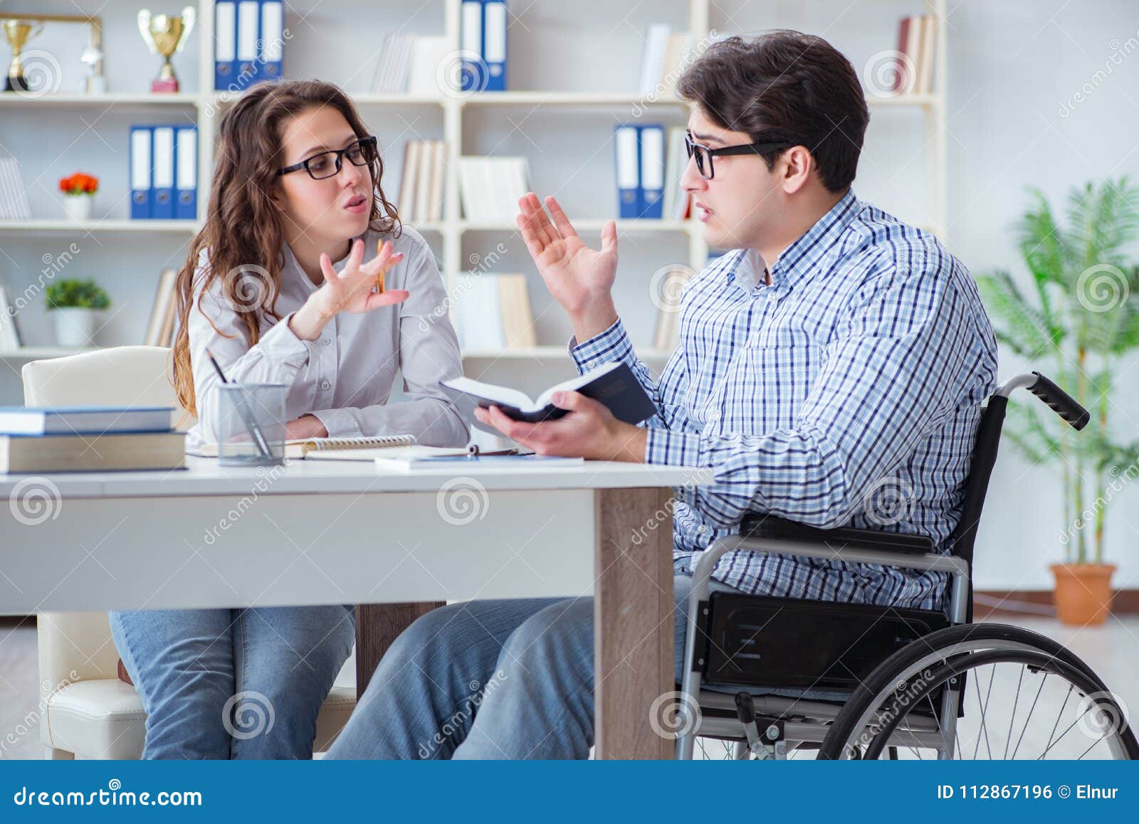 The Disabled Student Studying and Preparing for College Exams Stock ...