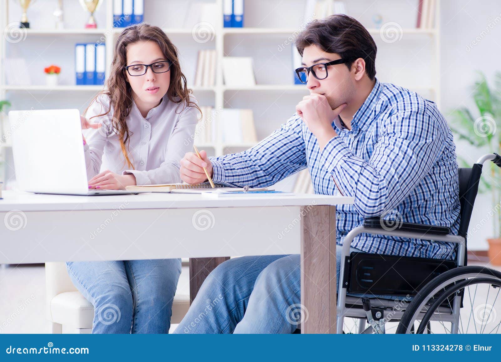 The Disabled Student Studying and Preparing for College Exams Stock ...