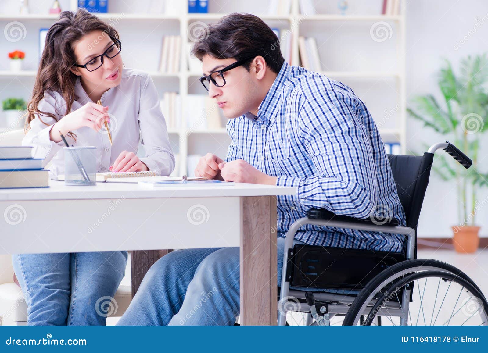 The Disabled Student Studying and Preparing for College Exams Stock ...