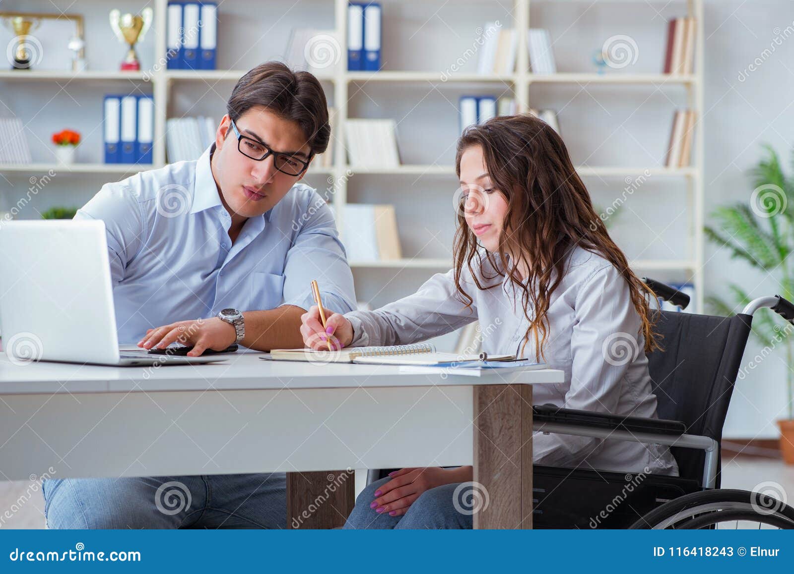 The Disabled Student Studying and Preparing for College Exams Stock ...