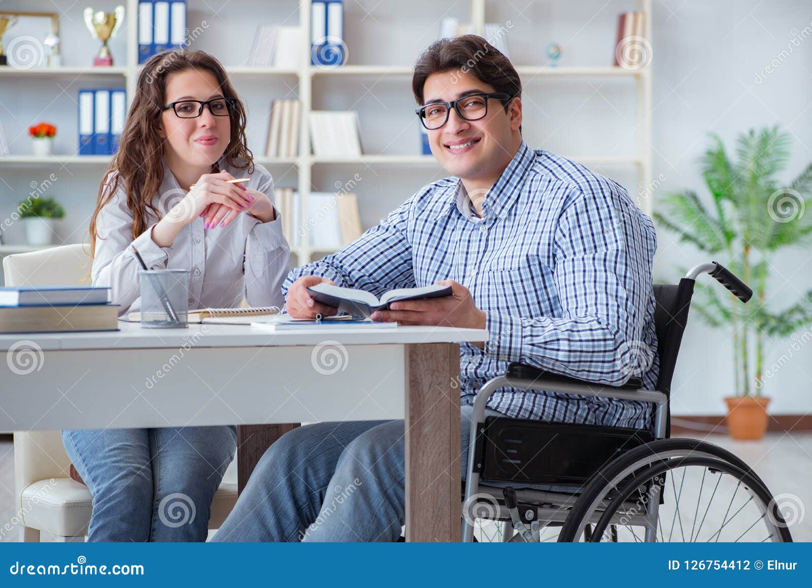 The Disabled Student Studying and Preparing for College Exams Stock ...