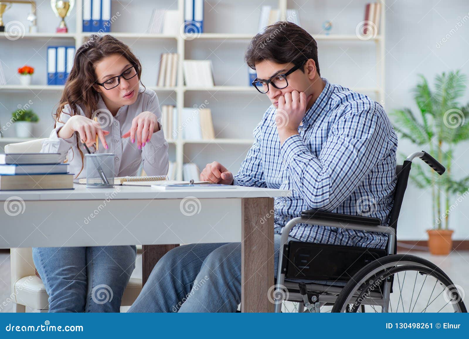 The Disabled Student Studying and Preparing for College Exams Stock ...