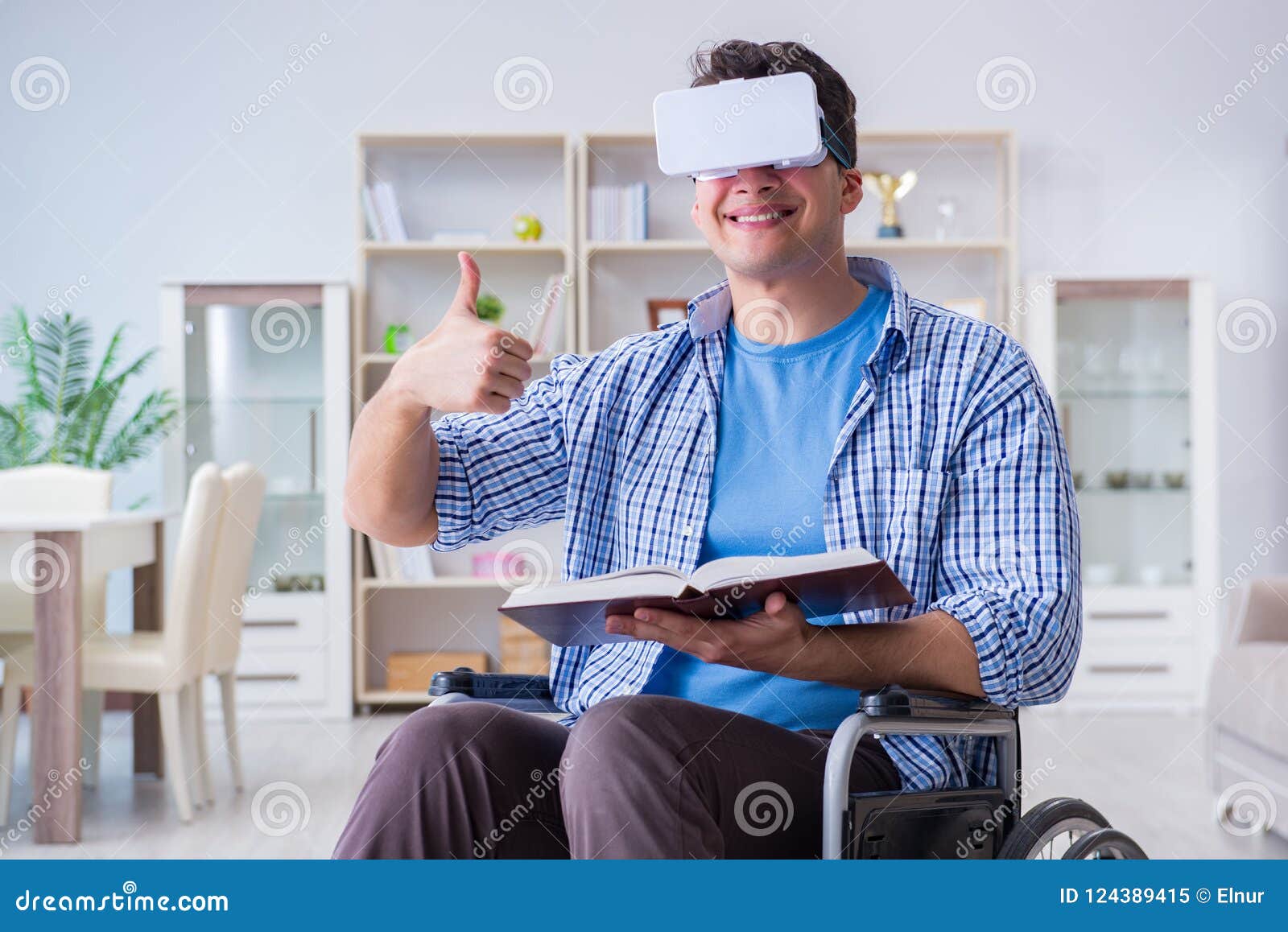 The Disabled Student Studying with Virtual Reality Glasses Stock Image ...