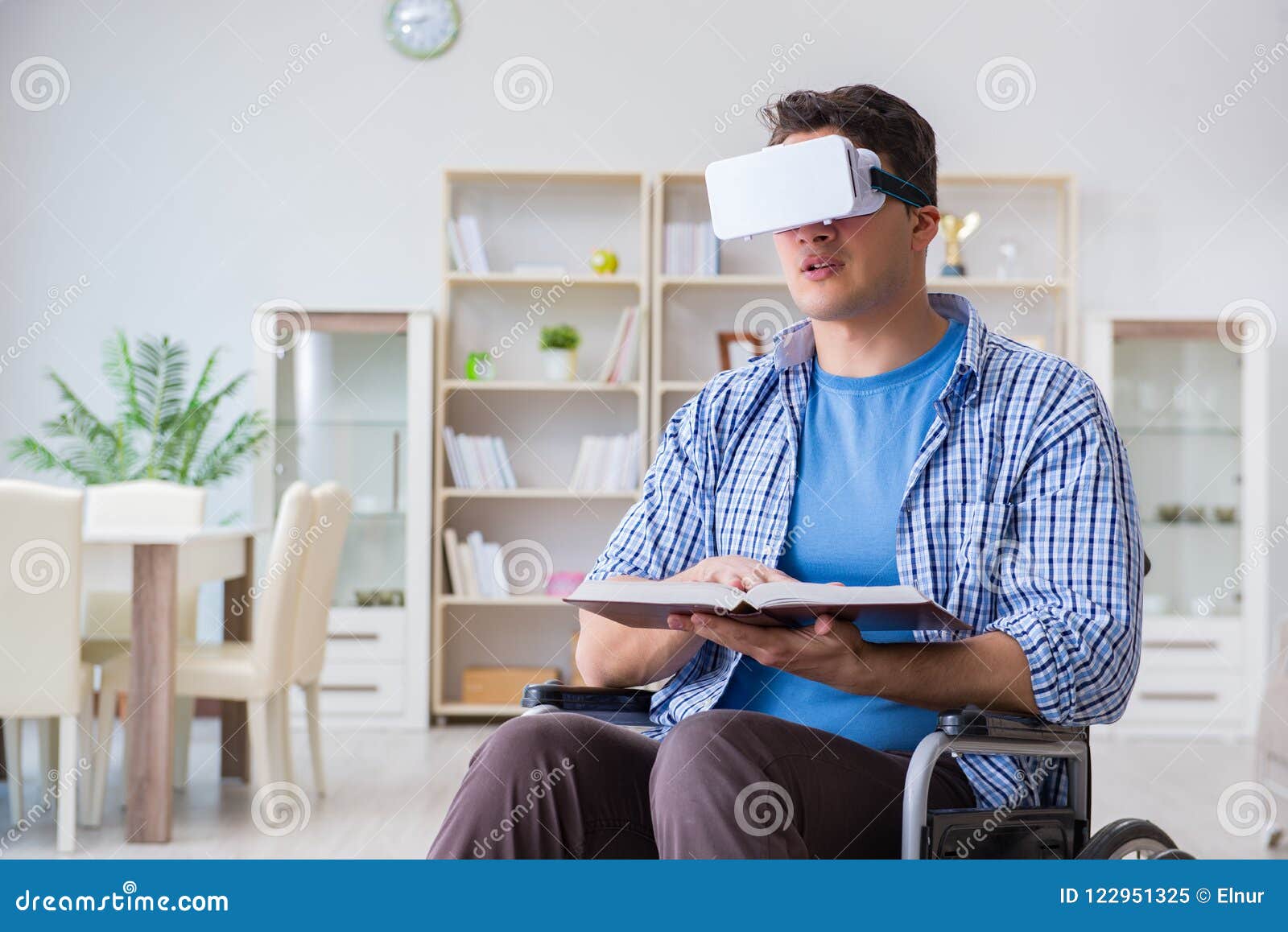 The Disabled Student Studying with Virtual Reality Glasses Stock Image ...