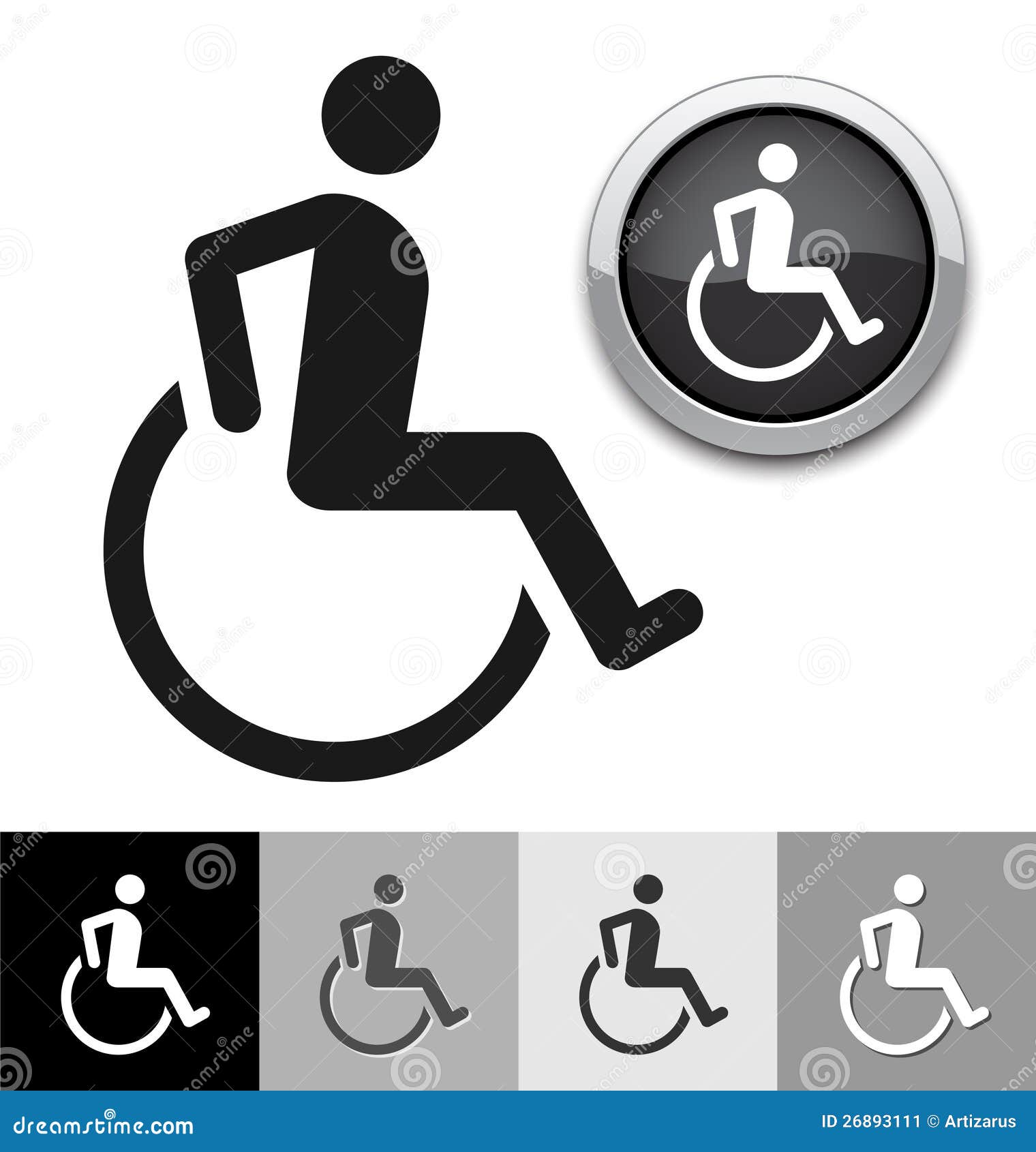 Disabled symbol stock vector. Illustration of clip, shiny - 26893111