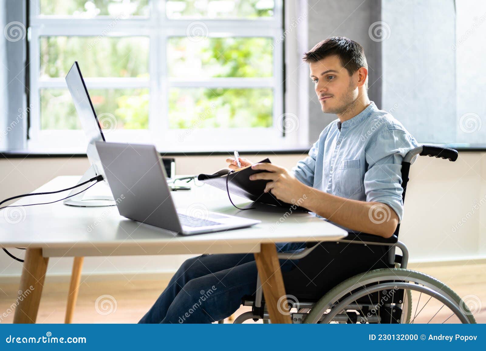 Disabled Virtual Assistant stock photo. Image of wheelchair - 230132000