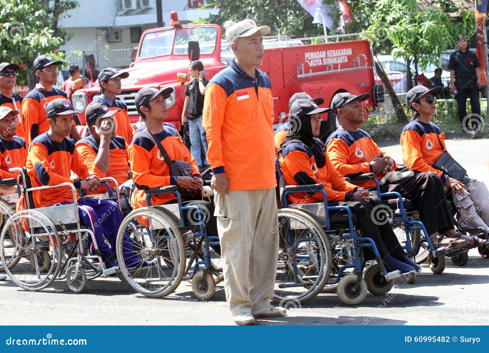 Disabled volunteer editorial photography. Image of disaster - 60995482